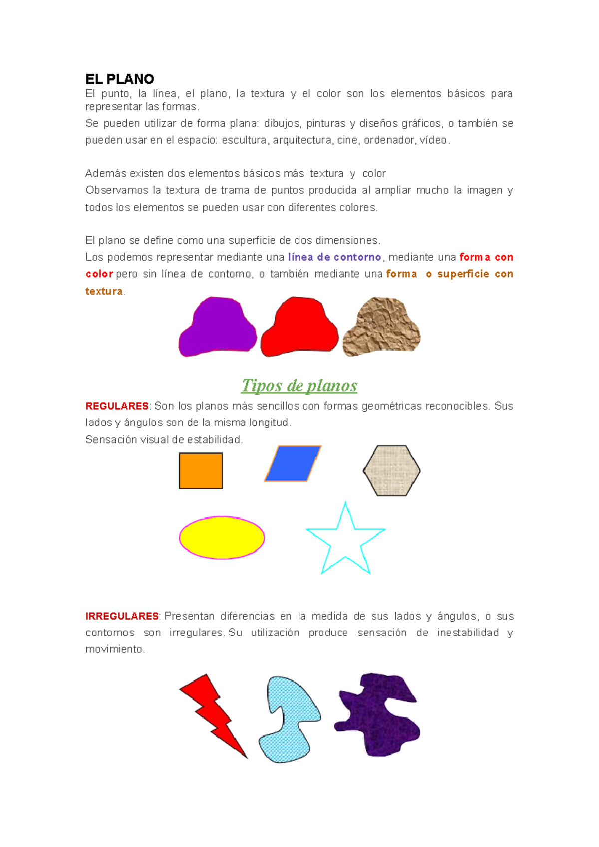 EL Volumen Y EL Plano - EL PLANO El punto, la línea, el plano, la ...