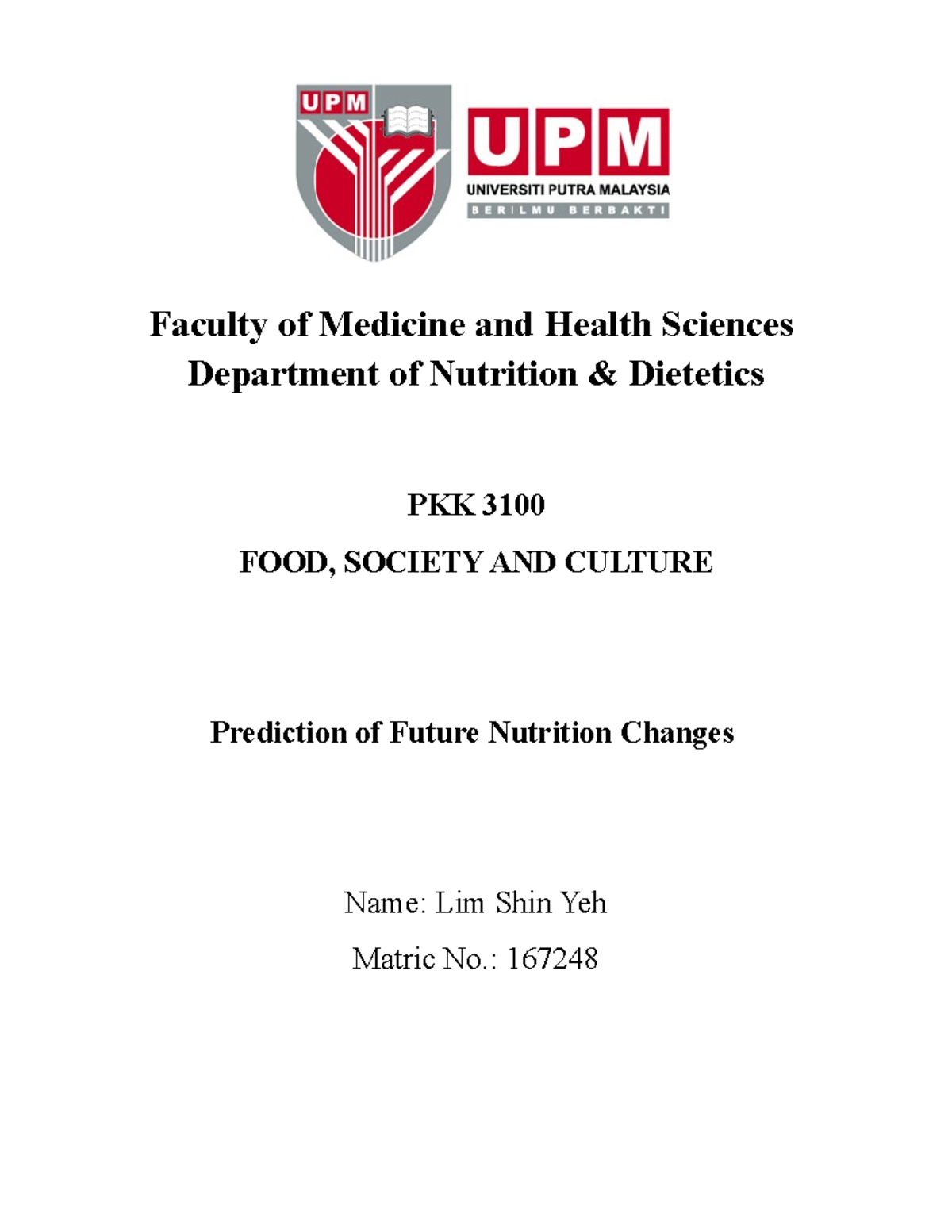 Assignment - FOOD CULTURE - Faculty of Medicine and Health Sciences ...