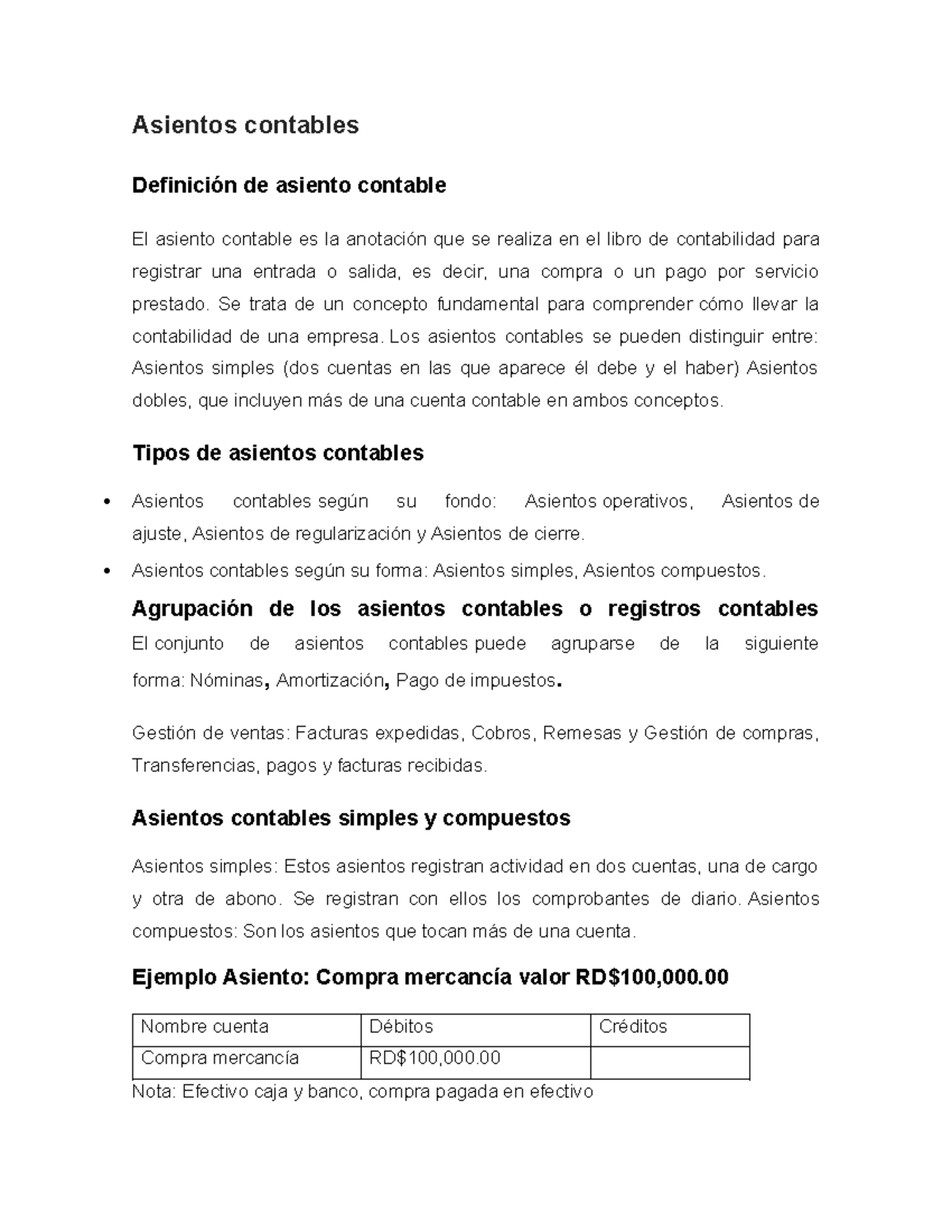 Asientos contables - Asientos contables Definición de asiento contable ...