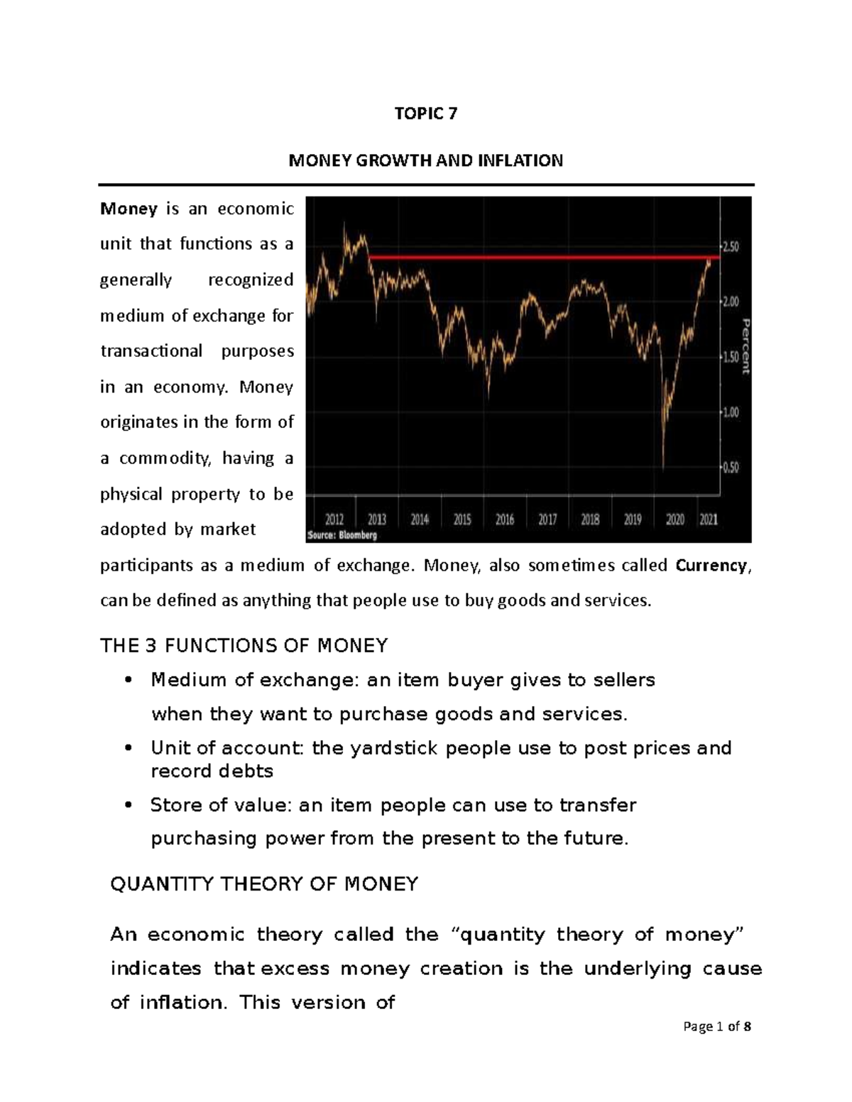 Topic 6 Economic Development - Page 1 of 8 TOPIC 7 MONEY GROWTH AND ...