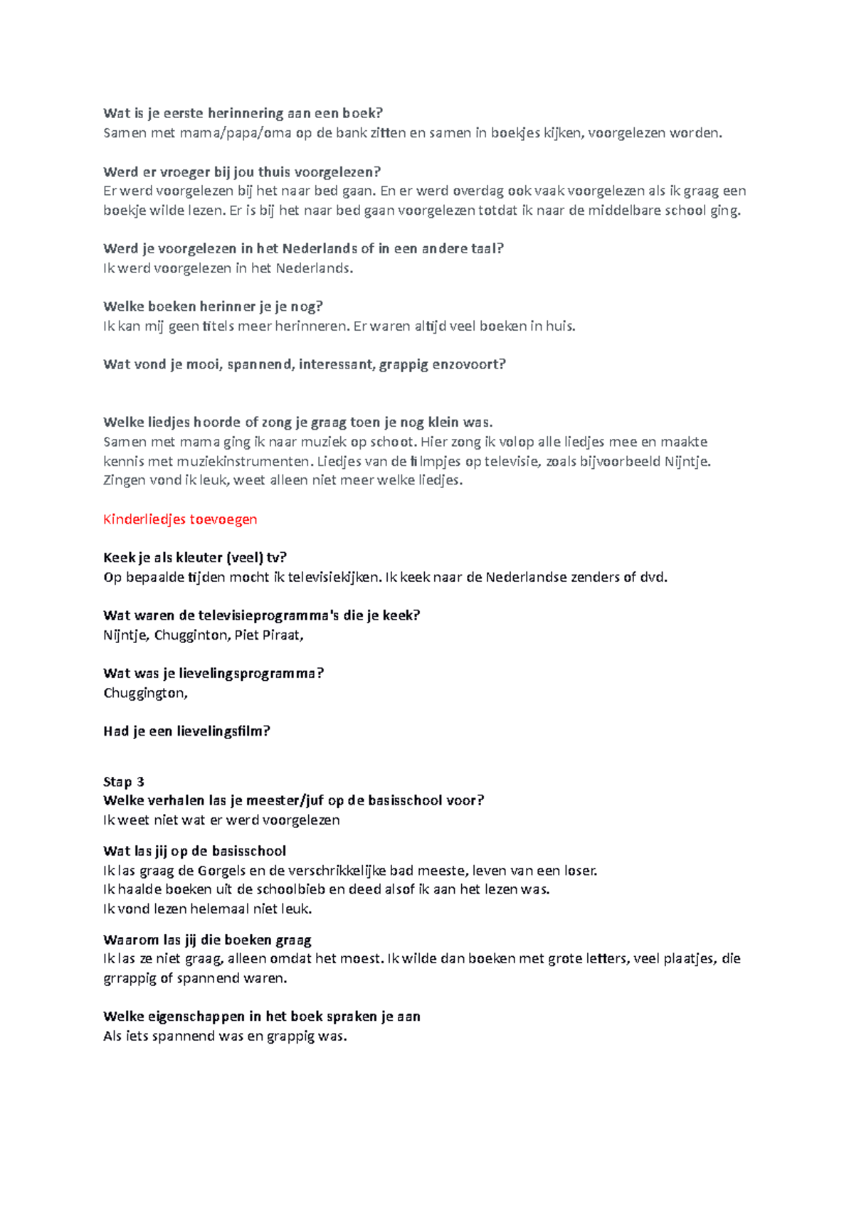 Nl fictie verslag - gramatica - Wat is je eerste herinnering aan een ...