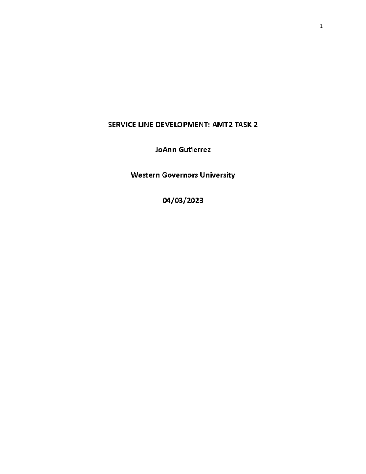 AMT2 Task2 - Example of Performance Assessment - SERVICE LINE ...