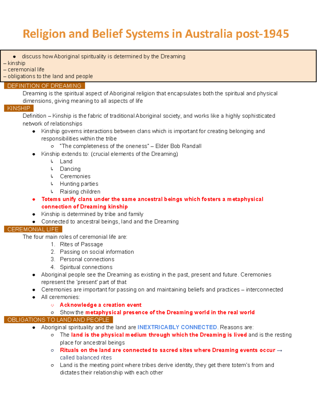 Religion and Belief Systems in Australia post-1945 Notes - Religion and ...