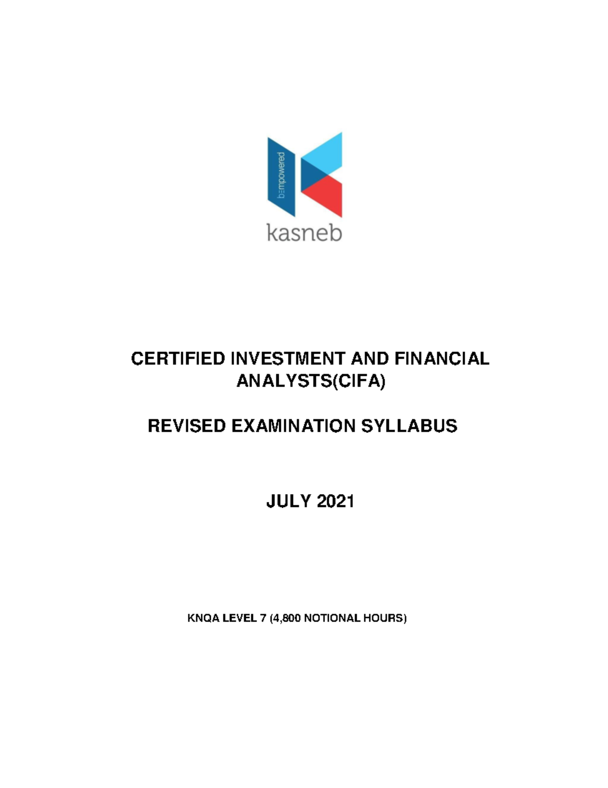CIFA Syllabus July 2021 - CERTIFIED INVESTMENT AND FINANCIAL ANALYSTS ...