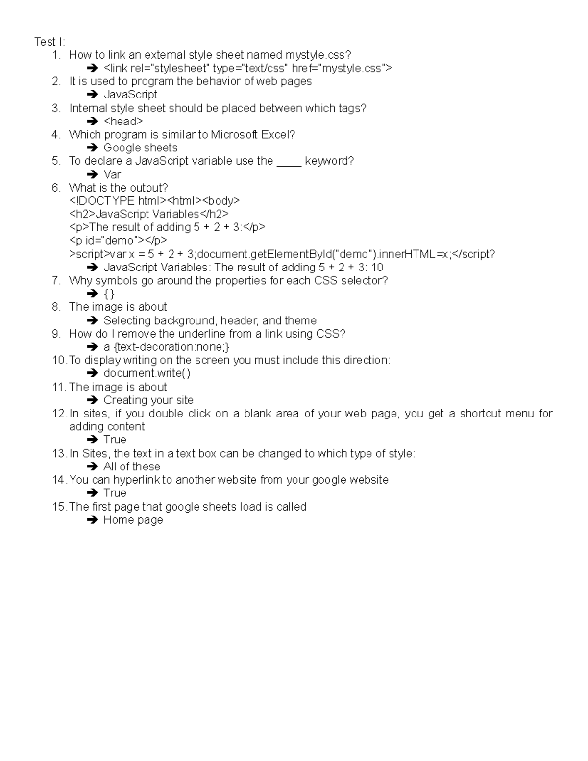 ICT-Q4 - ICT ICT ICT - Test I: 1. How to link an external style sheet ...
