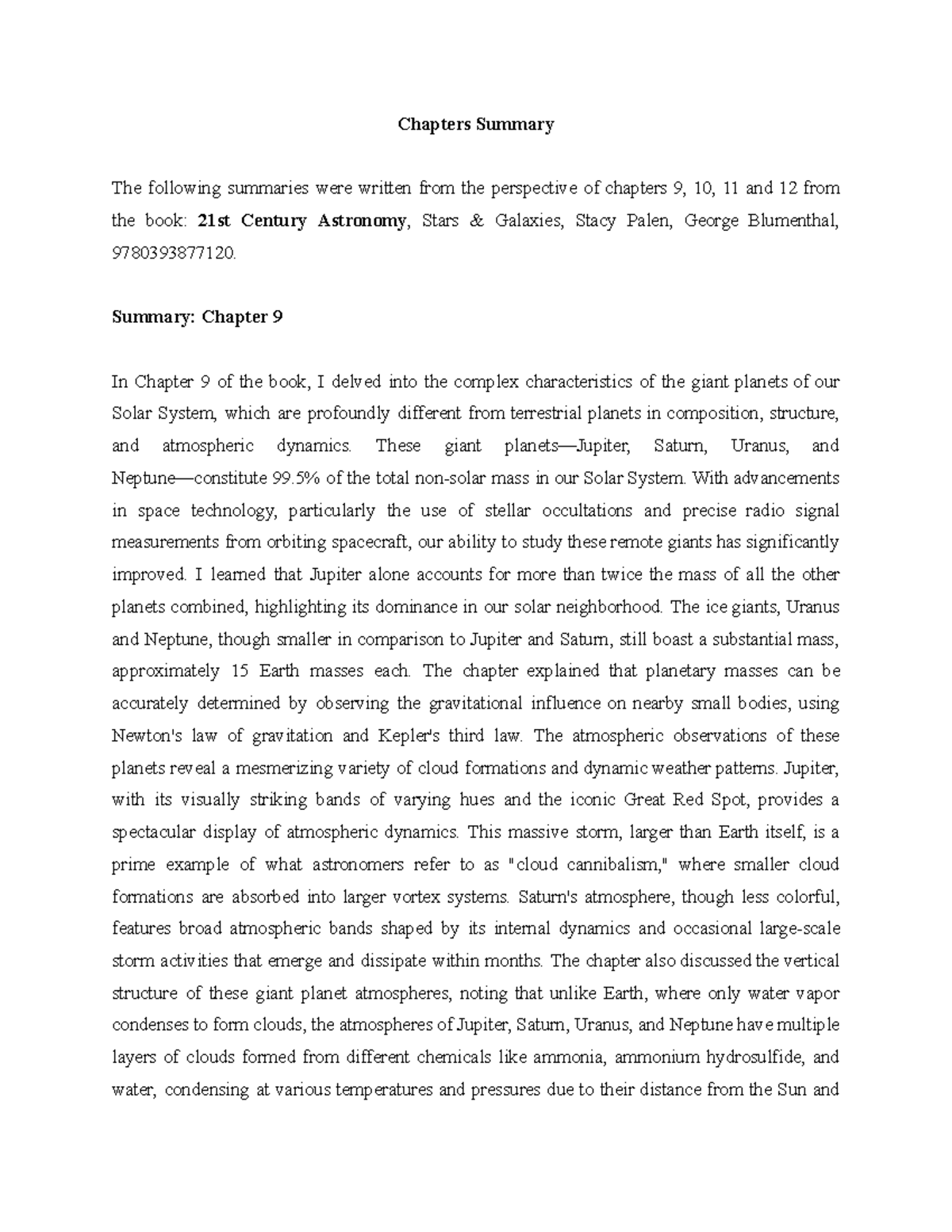 21st Astronomy Chapters Summary - Chapters Summary The following ...