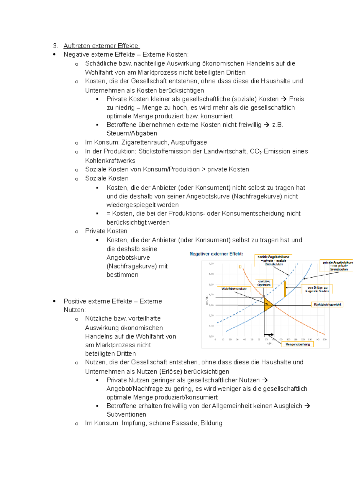 VWL Zusammenfassung Teil2 - Auftreten externer Effekte Negative externe ...