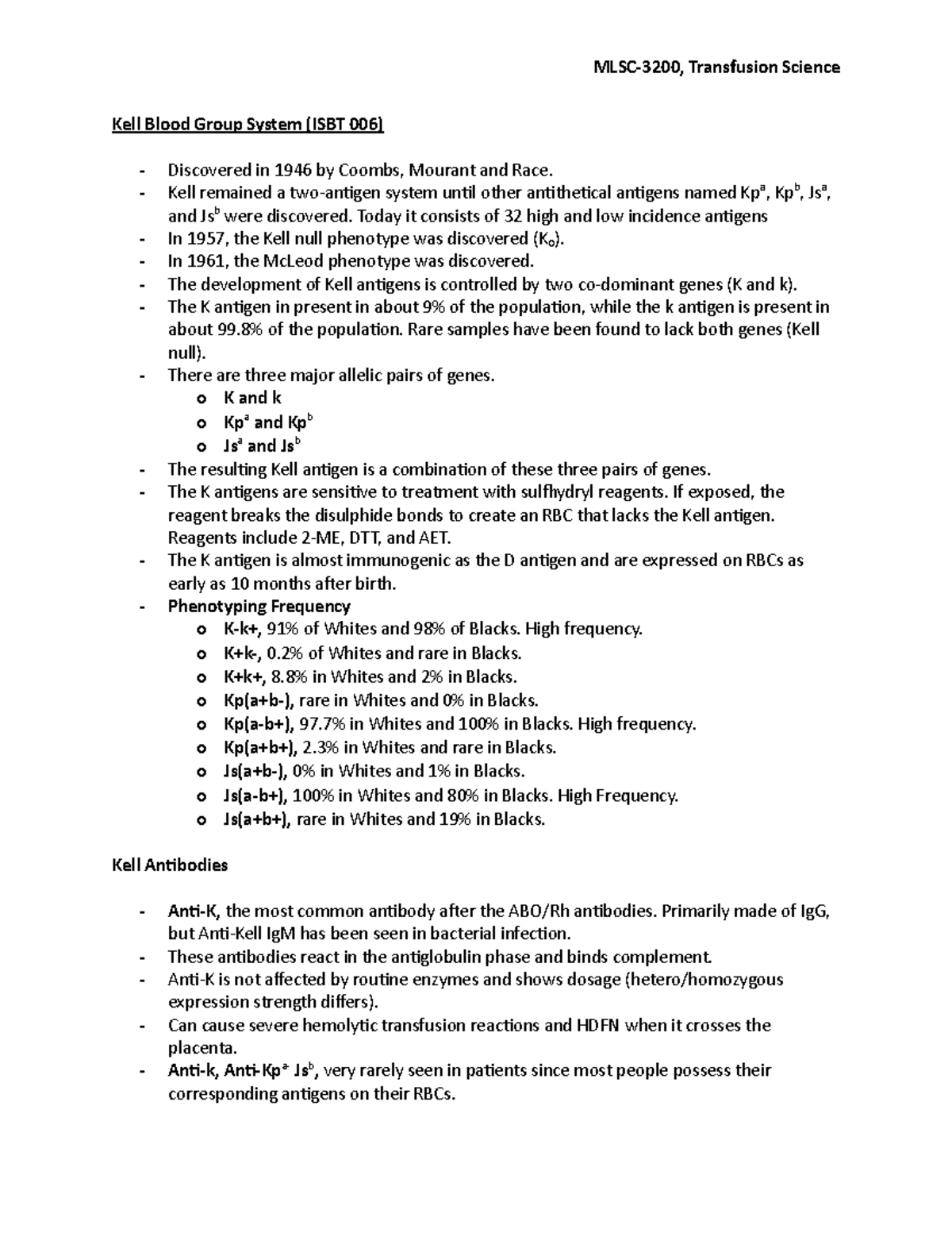Other Blood Group Systems, Part 2 - Kell Blood Group System (ISBT 006 ...