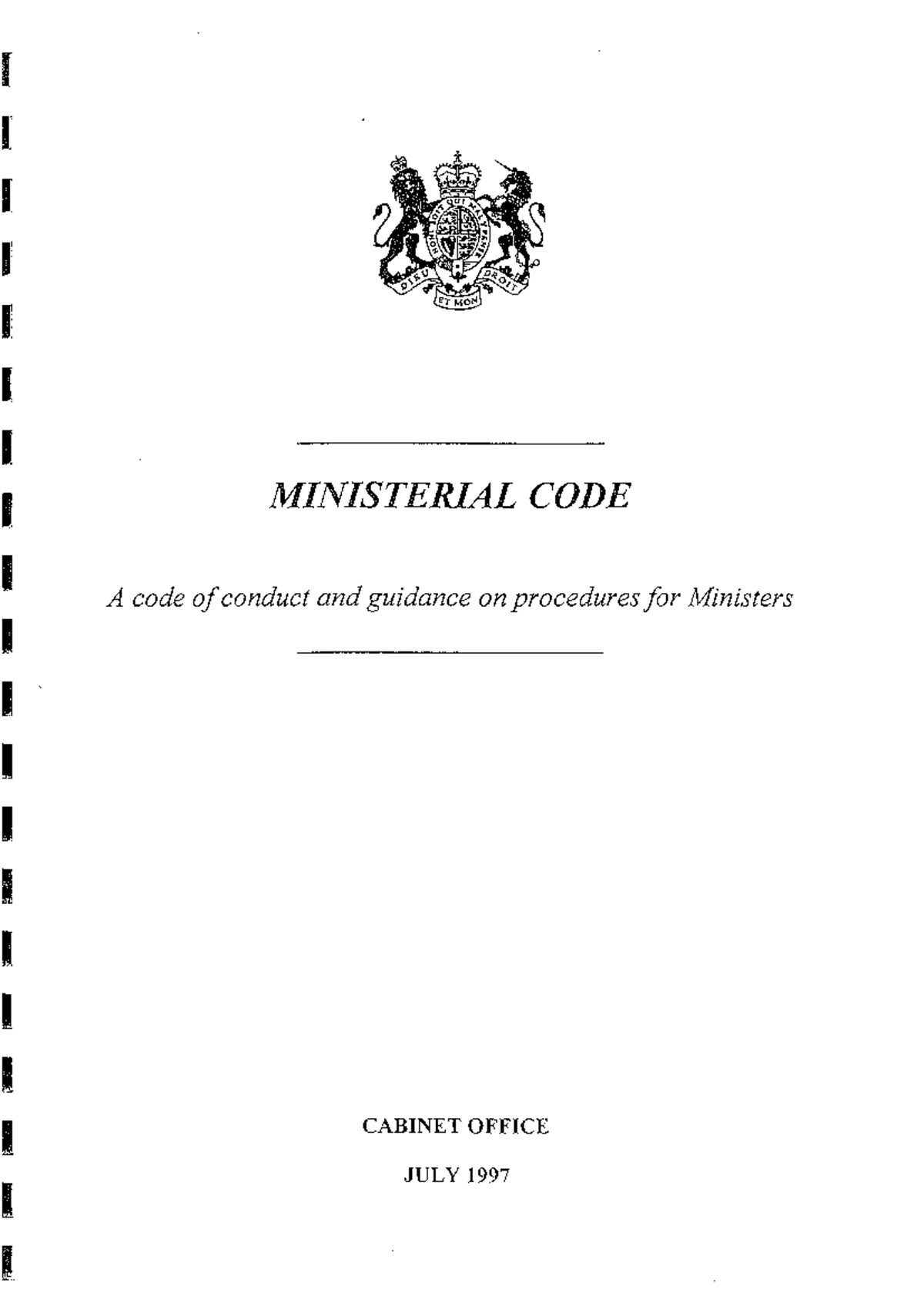 Ministerial Code - Tony Blair - r I I I I I I I I I I I I I I I I I I I ...