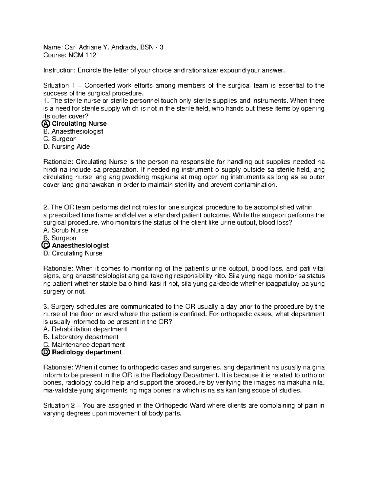 Andrada Quiz - nice quiz - . . . Name: Carl Adriane Y. Andrada, BSN - 3 ...