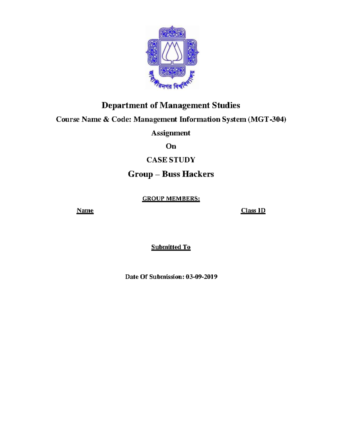 Case study -Management Information Sysyem-Big Data - Department of ...
