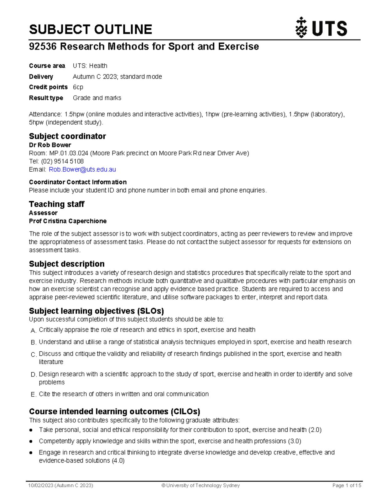 Research Methods Subject Outline - SUBJECT OUTLINE 92536 Research ...