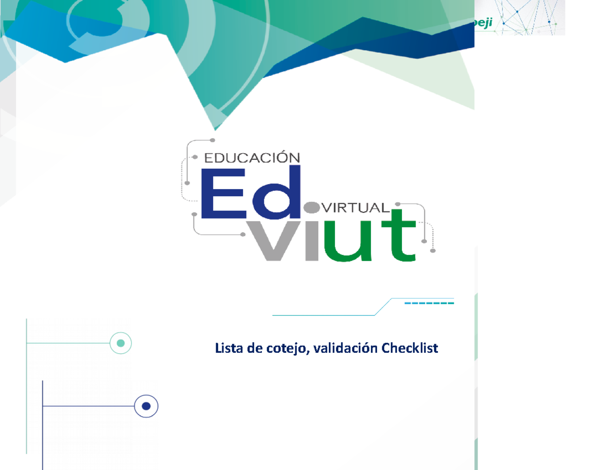 Validación checklist - PRACTICA - Lista de cotejo, validación Checklist ...