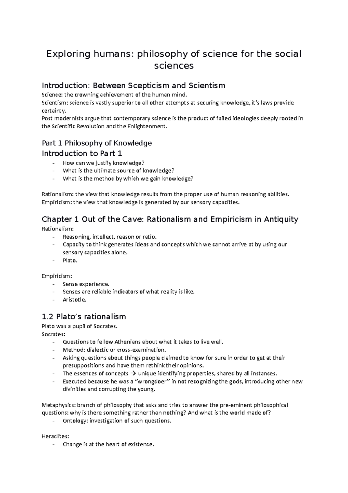 Exploring humans notes - Exploring humans: philosophy of science for ...