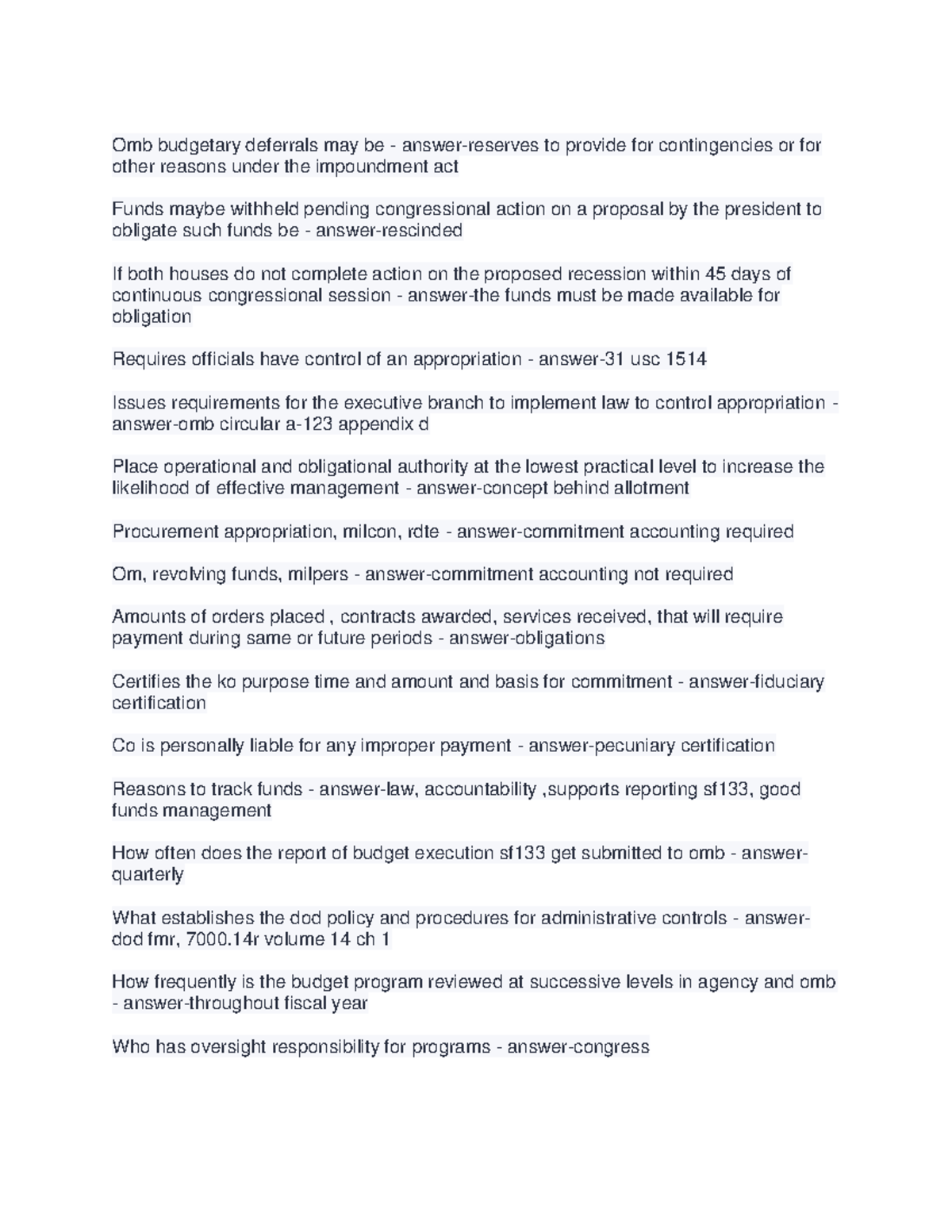 CDFM Module 1 Exam Update 2024-19 - Omb budgetary deferrals may be ...