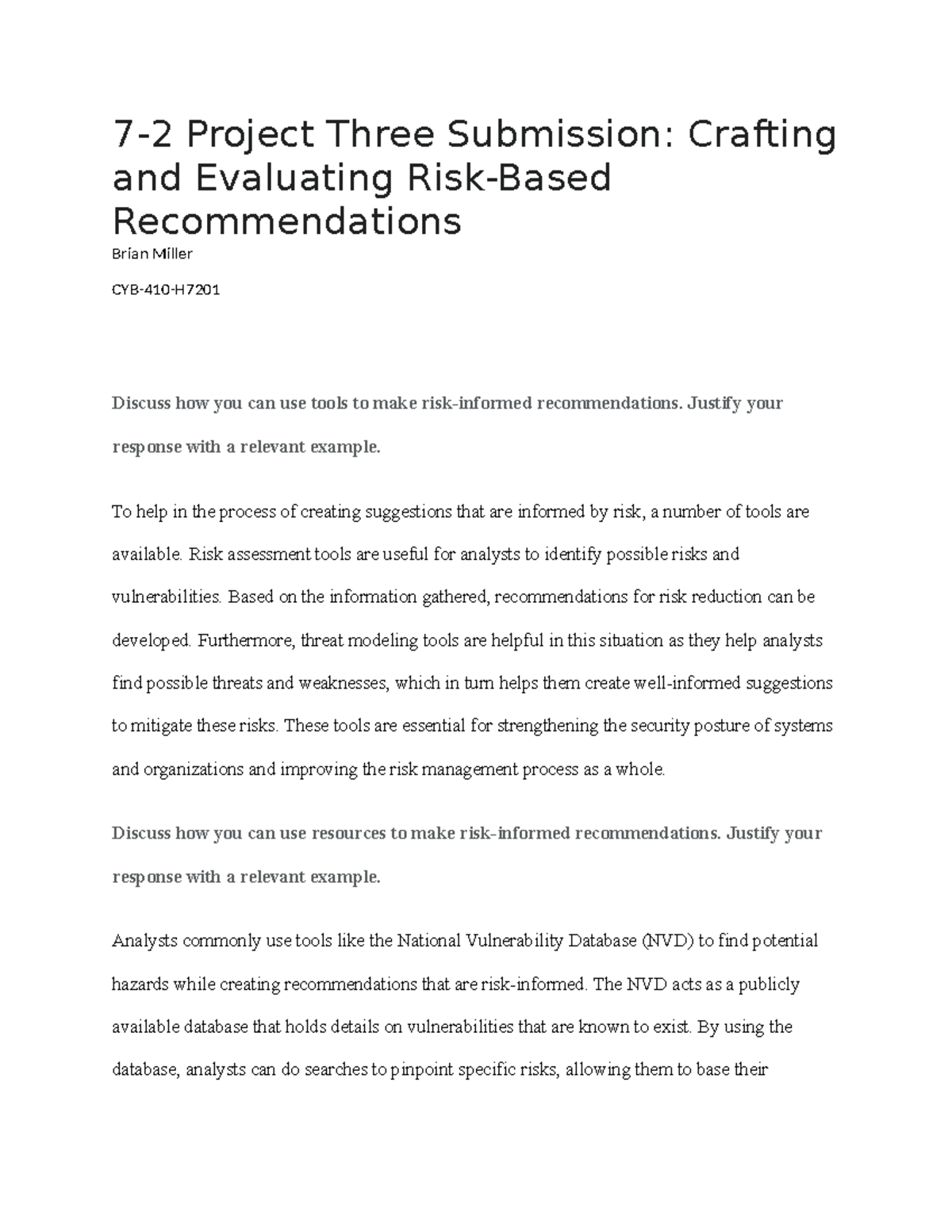 7-2 Project Three Submission Crafting and Evaluating Risk-Based ...