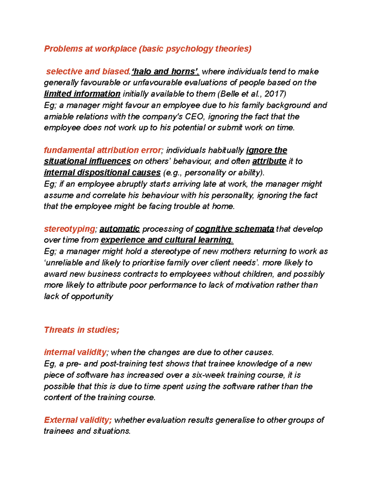 Occupational Notes - Problems at workplace (basic psychology theories ...