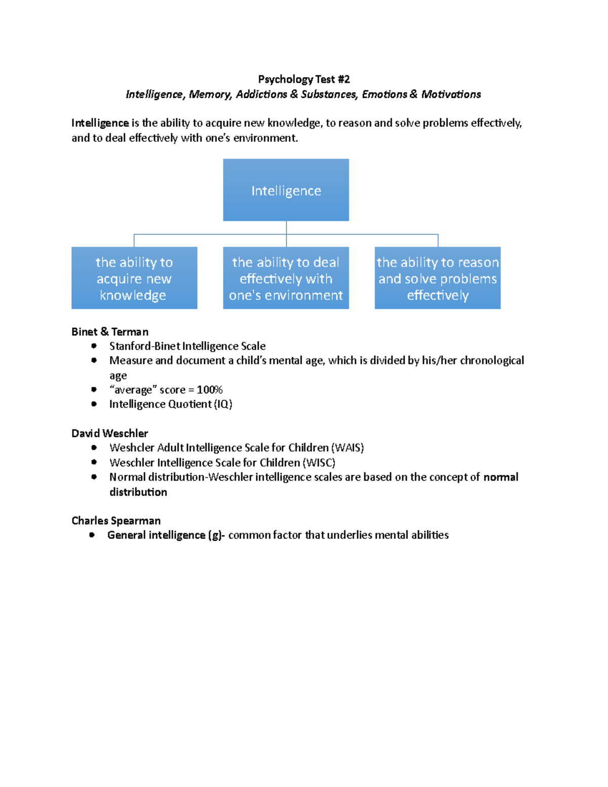 Psychology Test-Unit 2 Study Notes - Psychology Test Intelligence ...