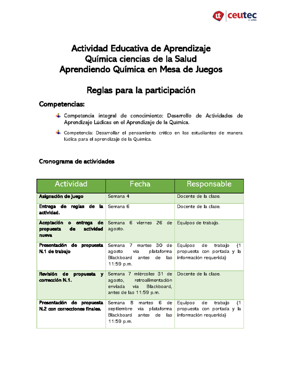 Reglas para la Participacion de los Grupos Actividad Educativa de ...