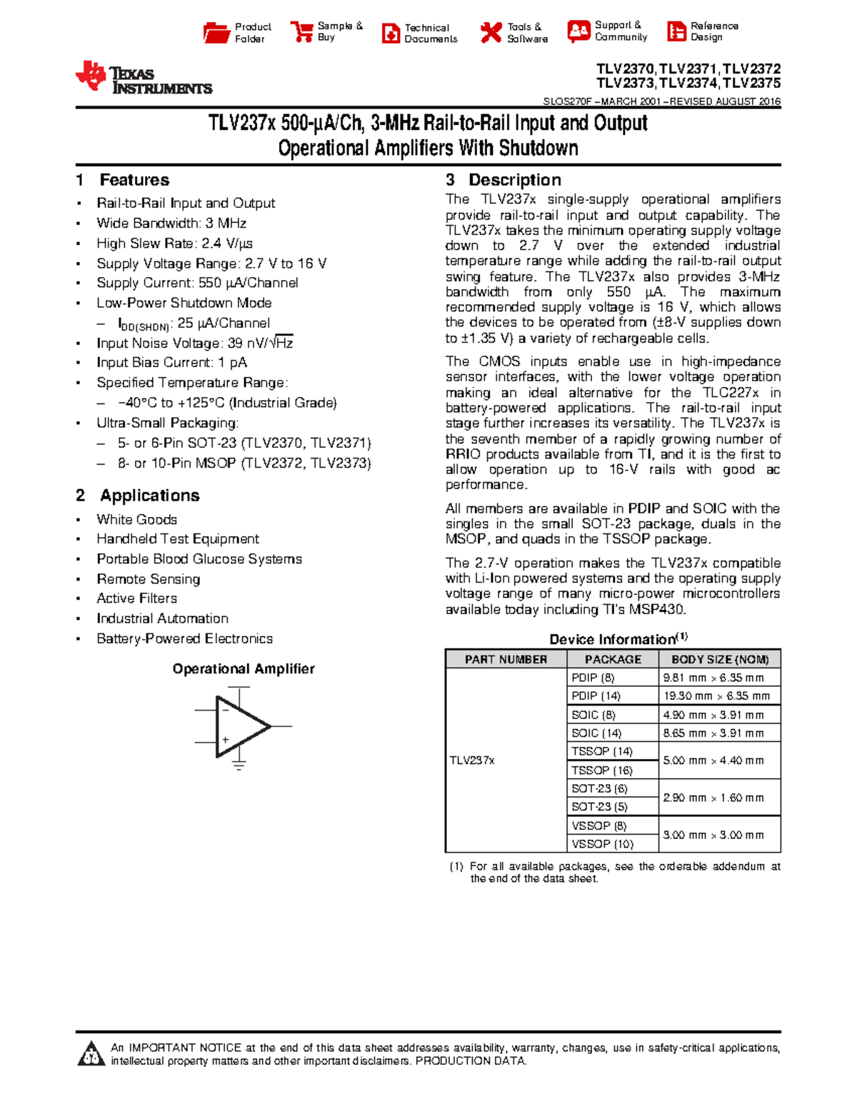 Tlv2374 - datasheet interesante - − Product Folder Sample & Buy ...
