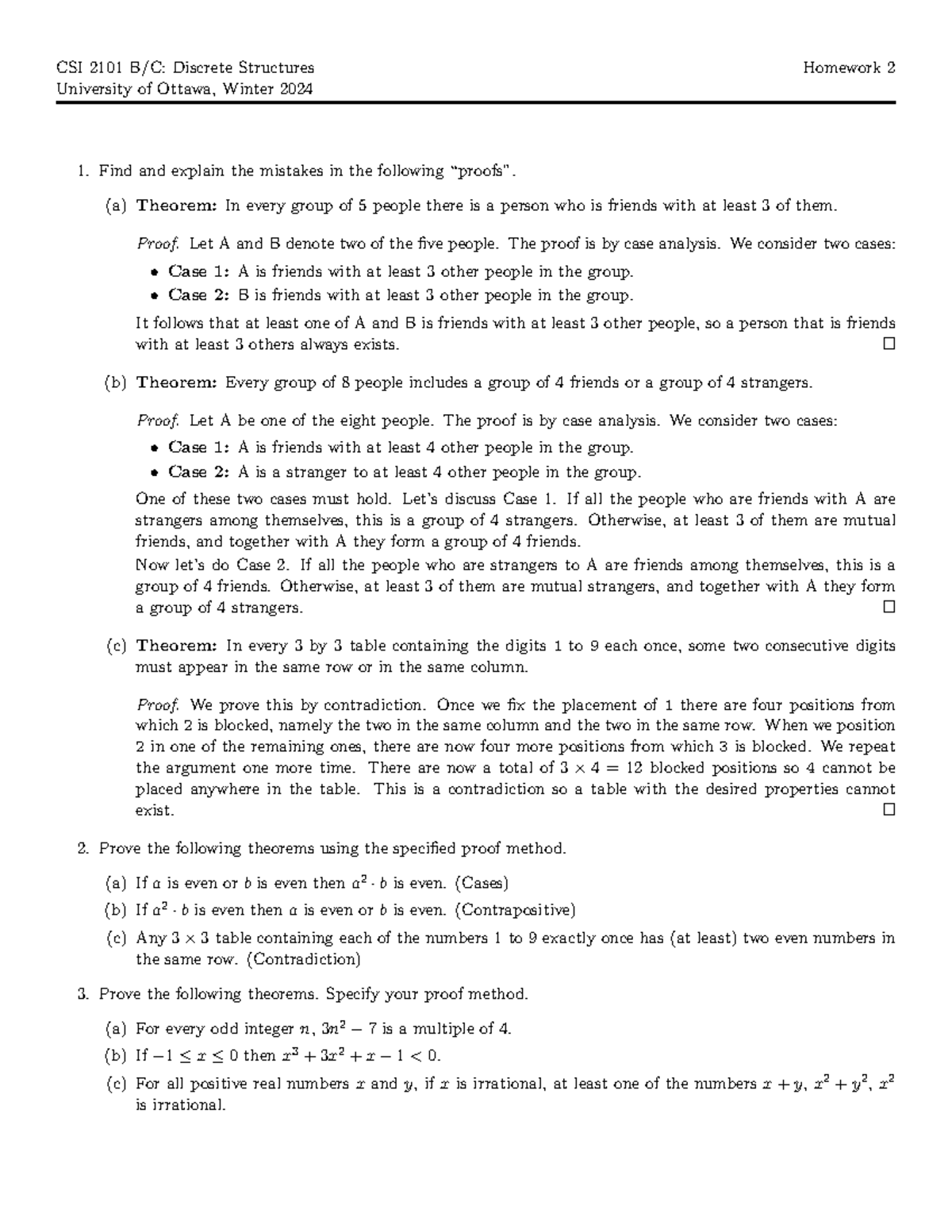 CSI2101-Homework 2 - Practice questions - CSI 2101 B/C: Discrete Structures Homework 2 ...