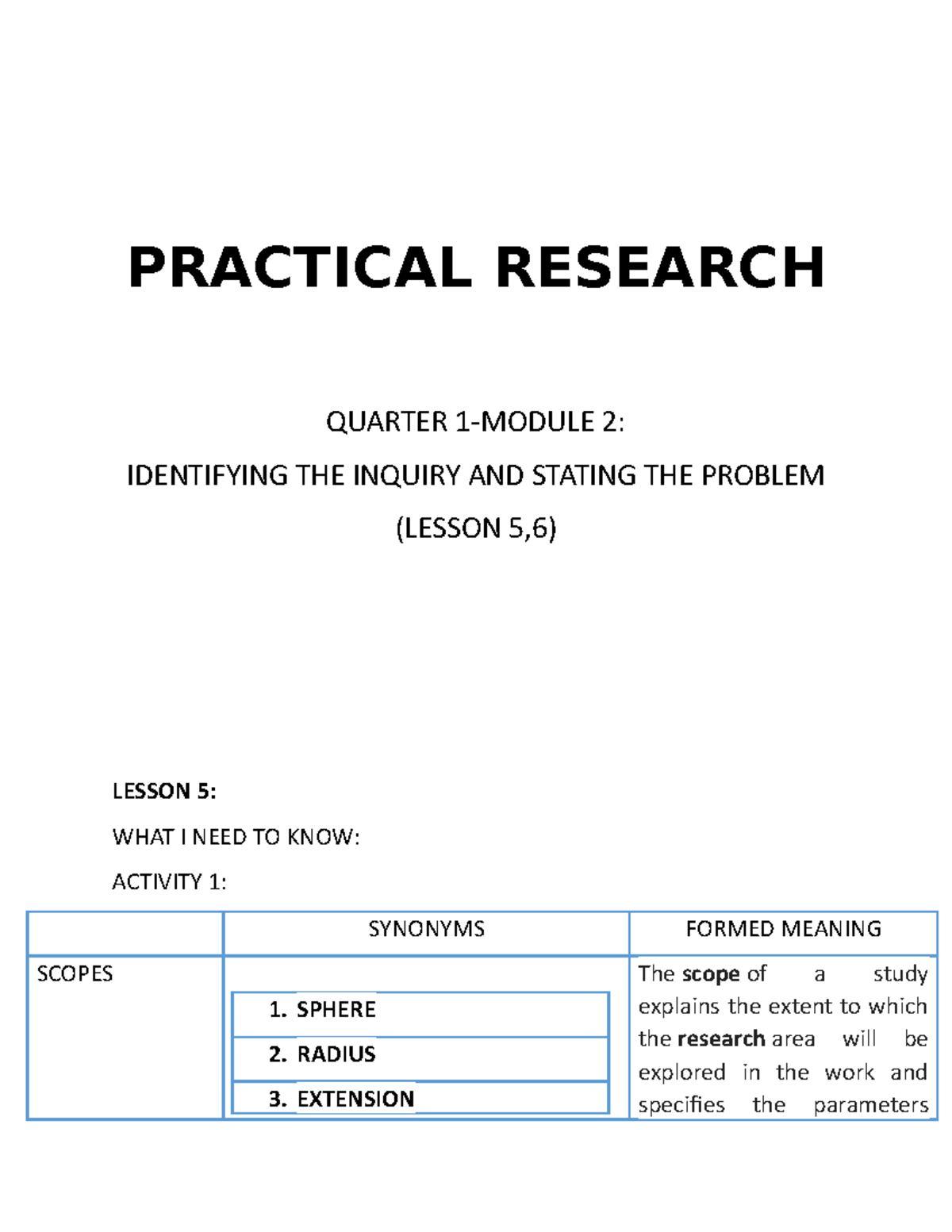Research design and instrument that - PRACTICAL RESEARCH QUARTER 1 ...