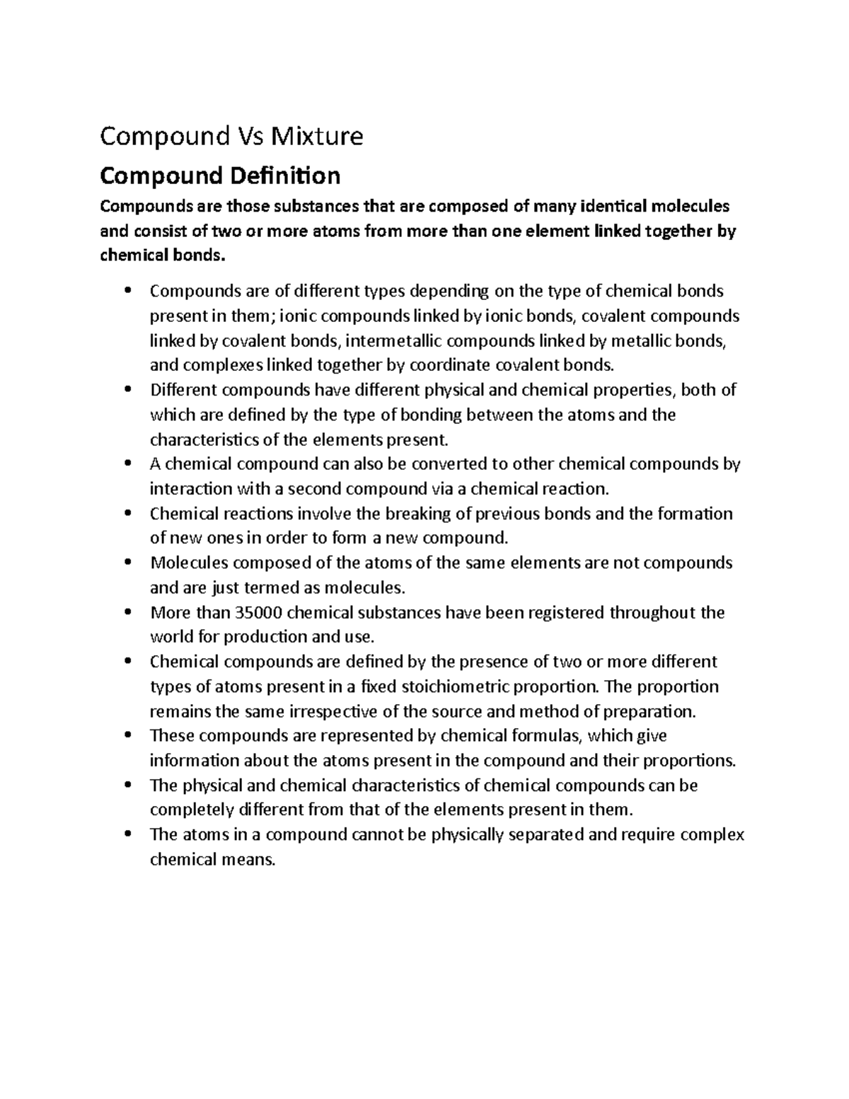 Compound vs mixture - Compound Vs Mixture Compound Definition Compounds ...
