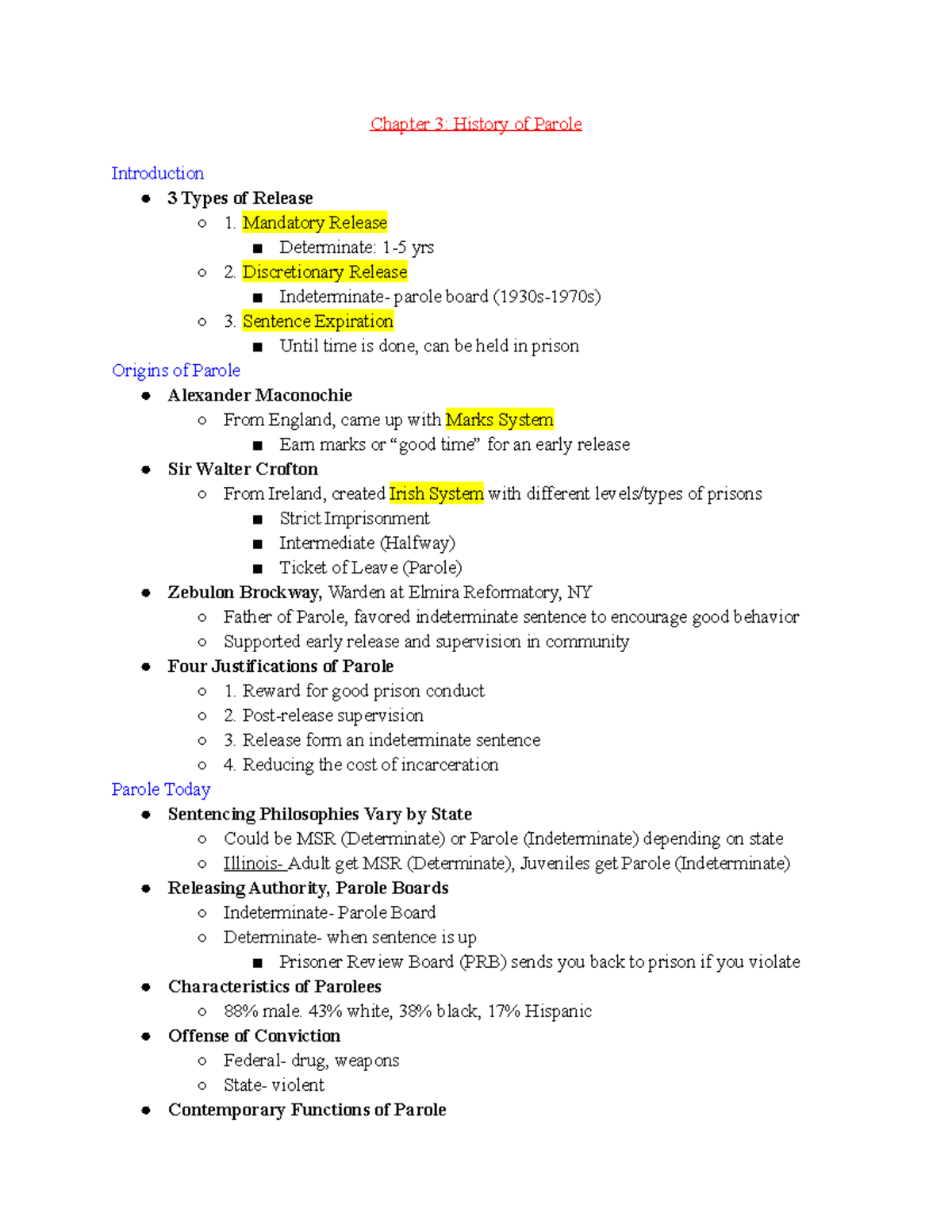 Chapter 3 History of Parole - Chapter 3: History of Parole Introduction ...