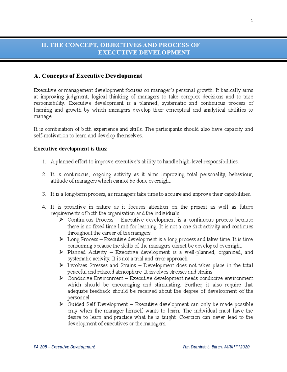 2 PA 205 Executive Development Programme IM - A. Concepts of Executive ...