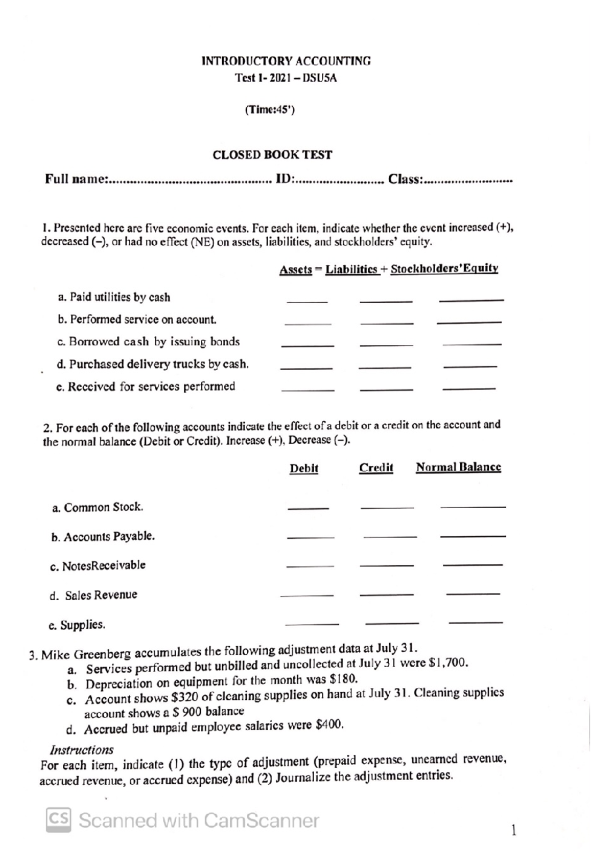 Test 1 ACCT COST ACCOUNTING - Cost Accounting - Studocu