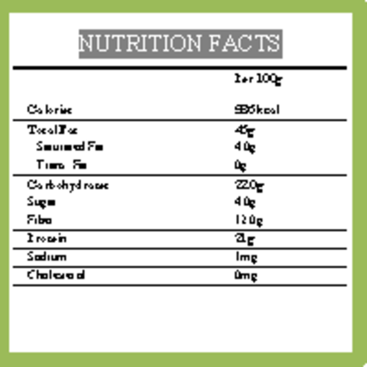 Nutrition Facts Badam - Instruction - Per 100g Calories 586 kcal Total ...