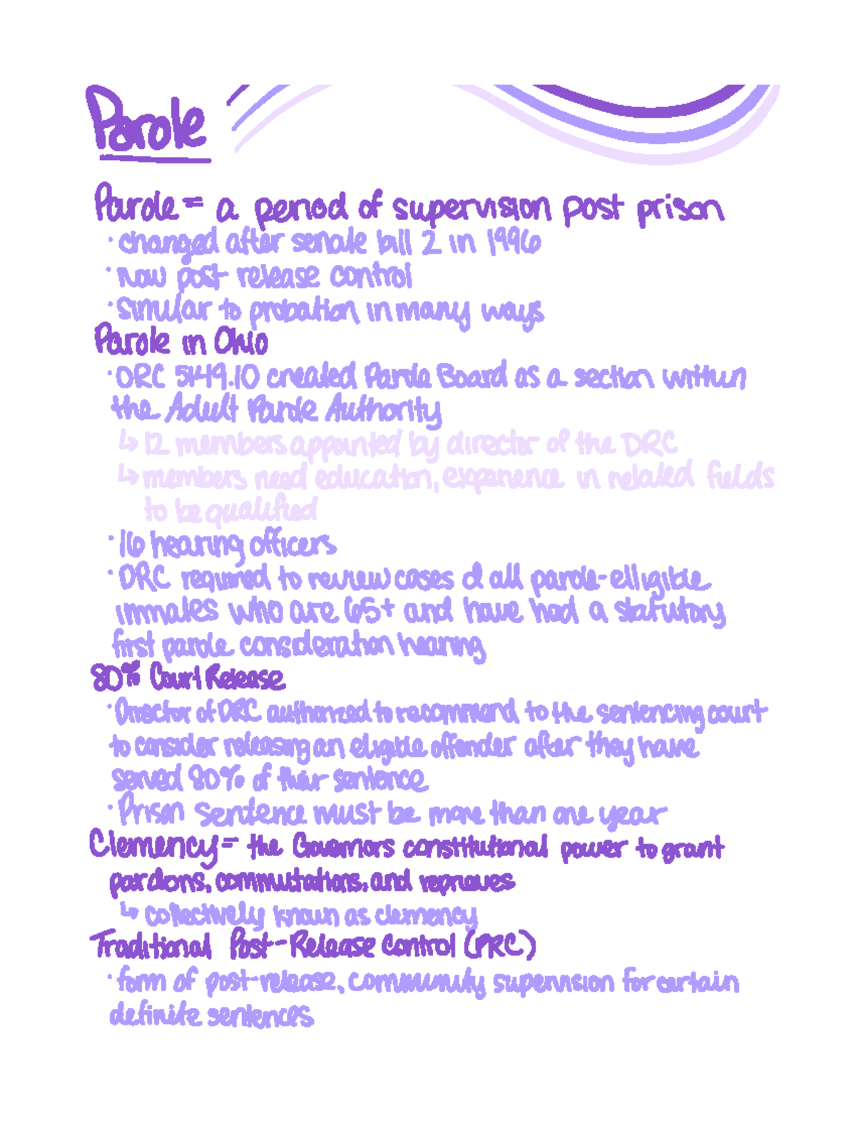 CJ System Week 12 - Instructor: Dr. Amy ng Notes on Parole - Parole v ...