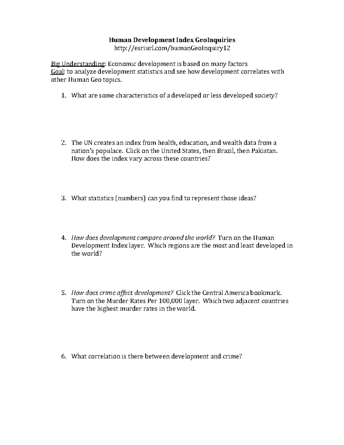Human Development Index Geo Inquiries - Human Development Index ...