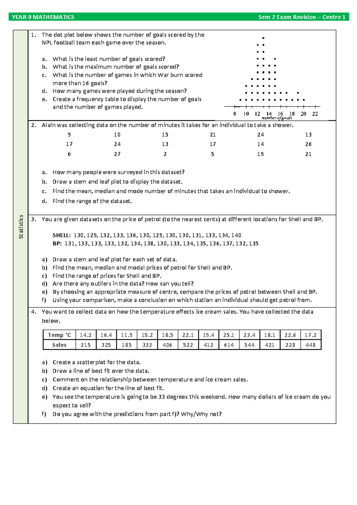 Y9 C1 - Sem 2 Exam Revision-2024 - YEAR 9 MATHEMATICS Sem 2 Exam ...