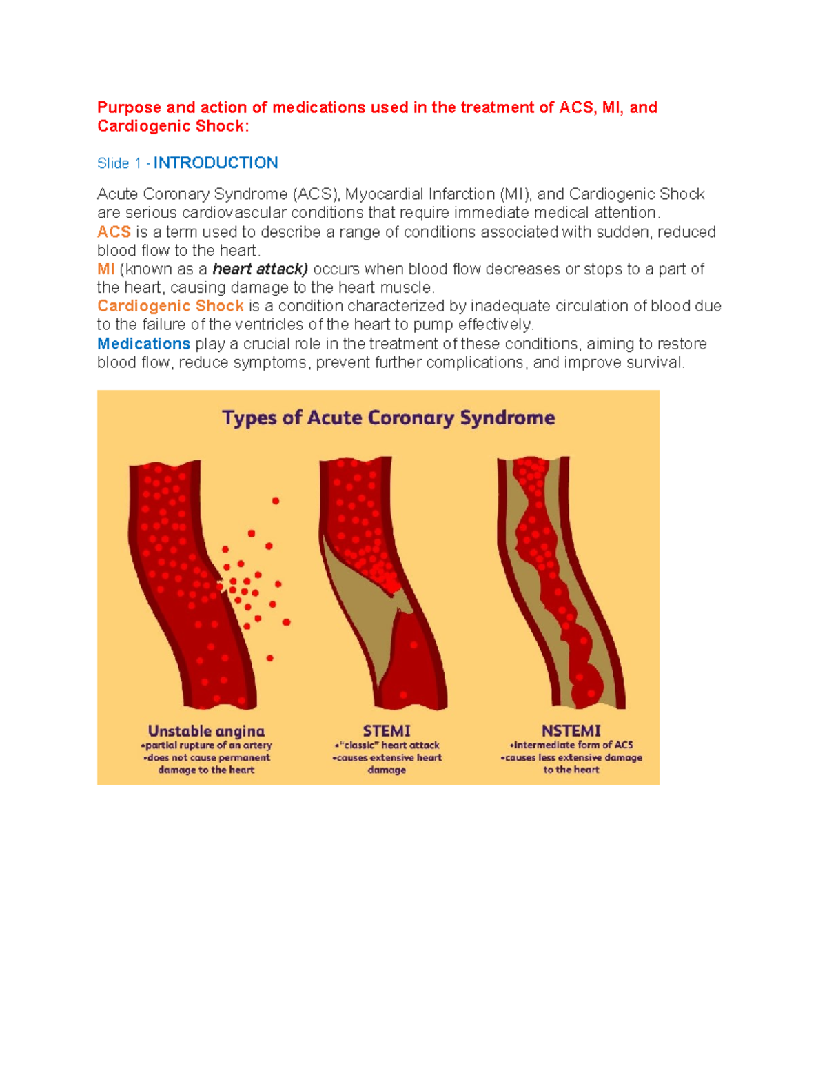 Presentation 2 - Purpose and action of medications used in the ...