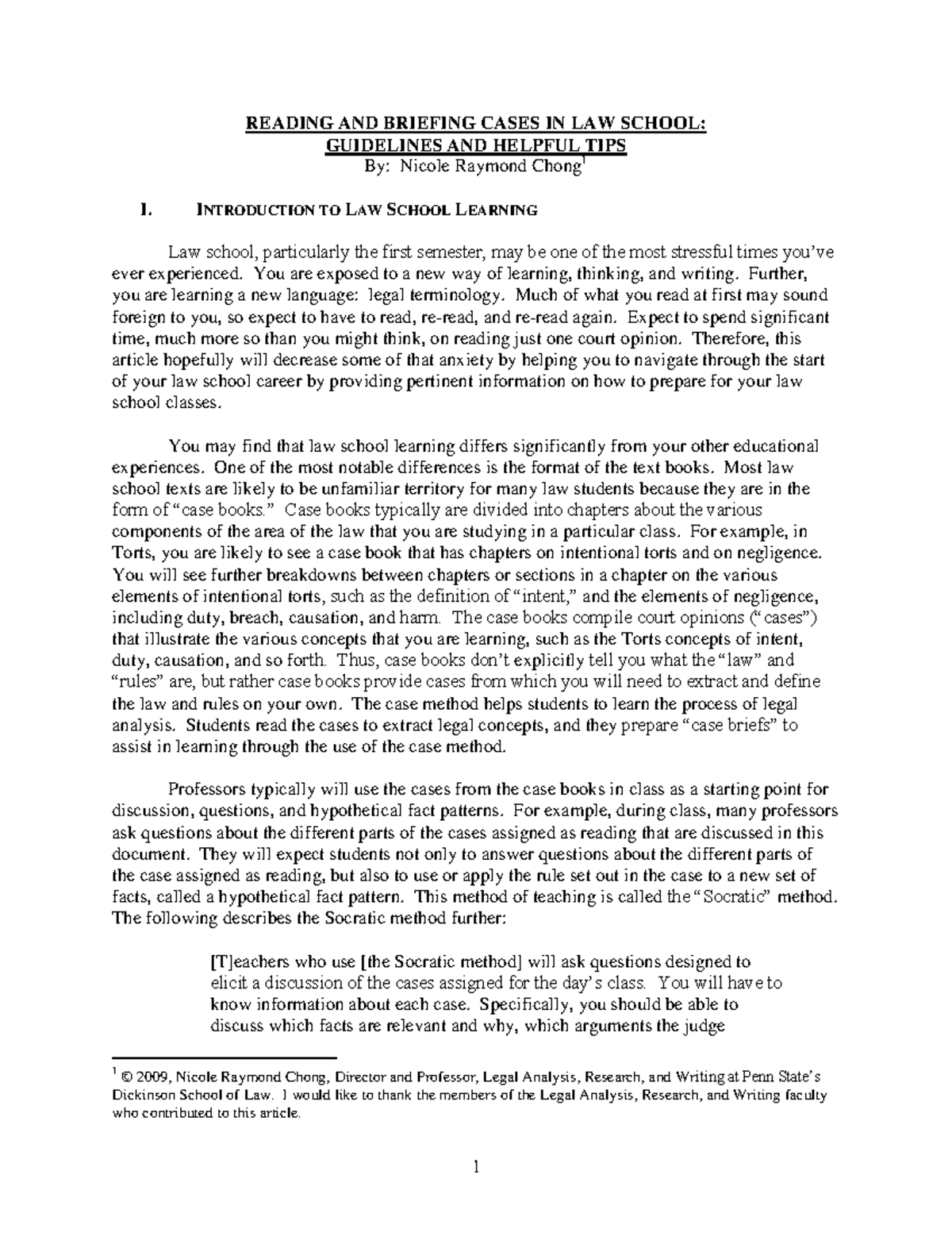 how to brief a case - READING AND BRIEFING CASES IN LAW SCHOOL ...