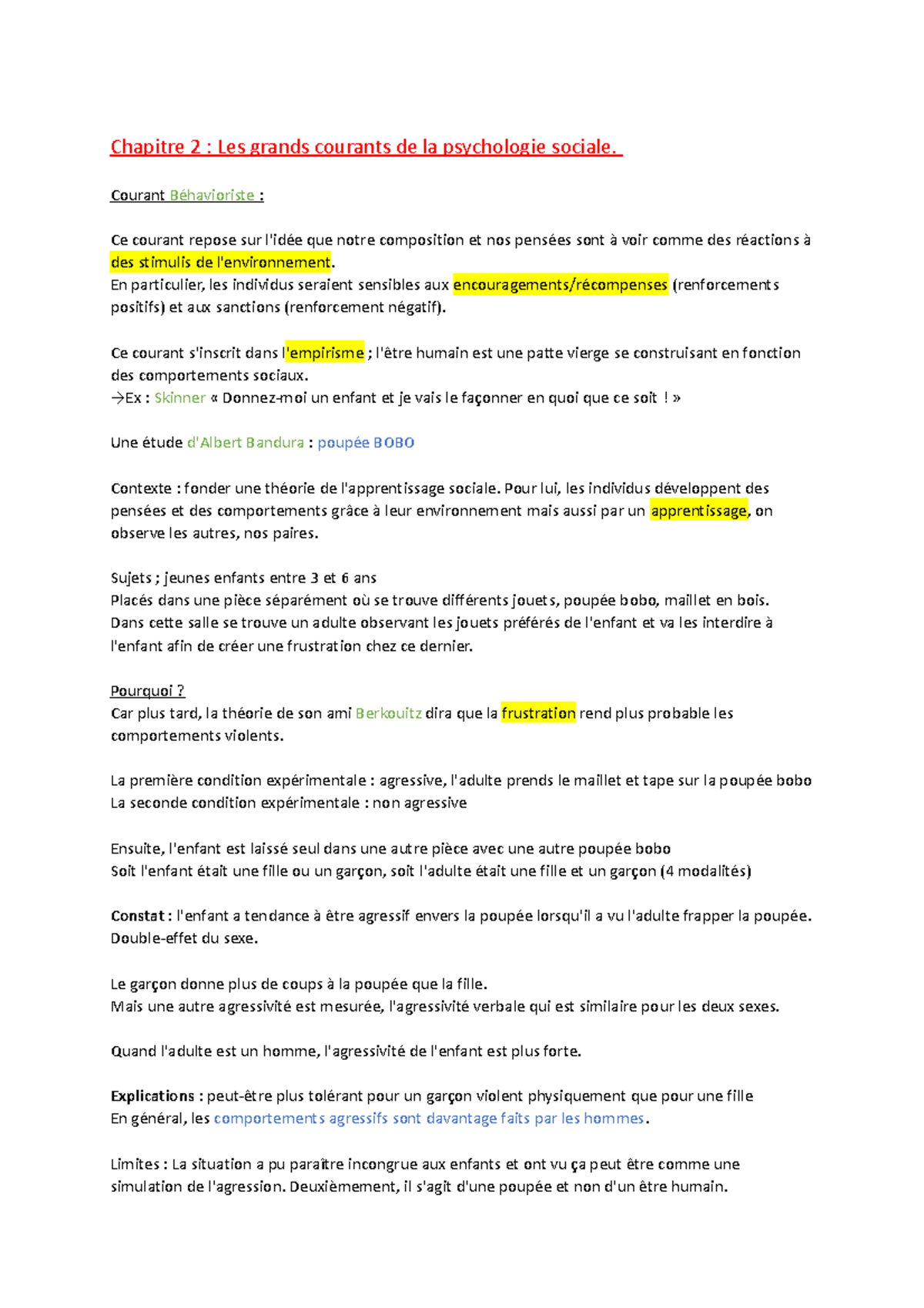 UE1 sociale chapitre 2 (ok) - Chapitre 2 : Les grands courants de la psychologie sociale ...