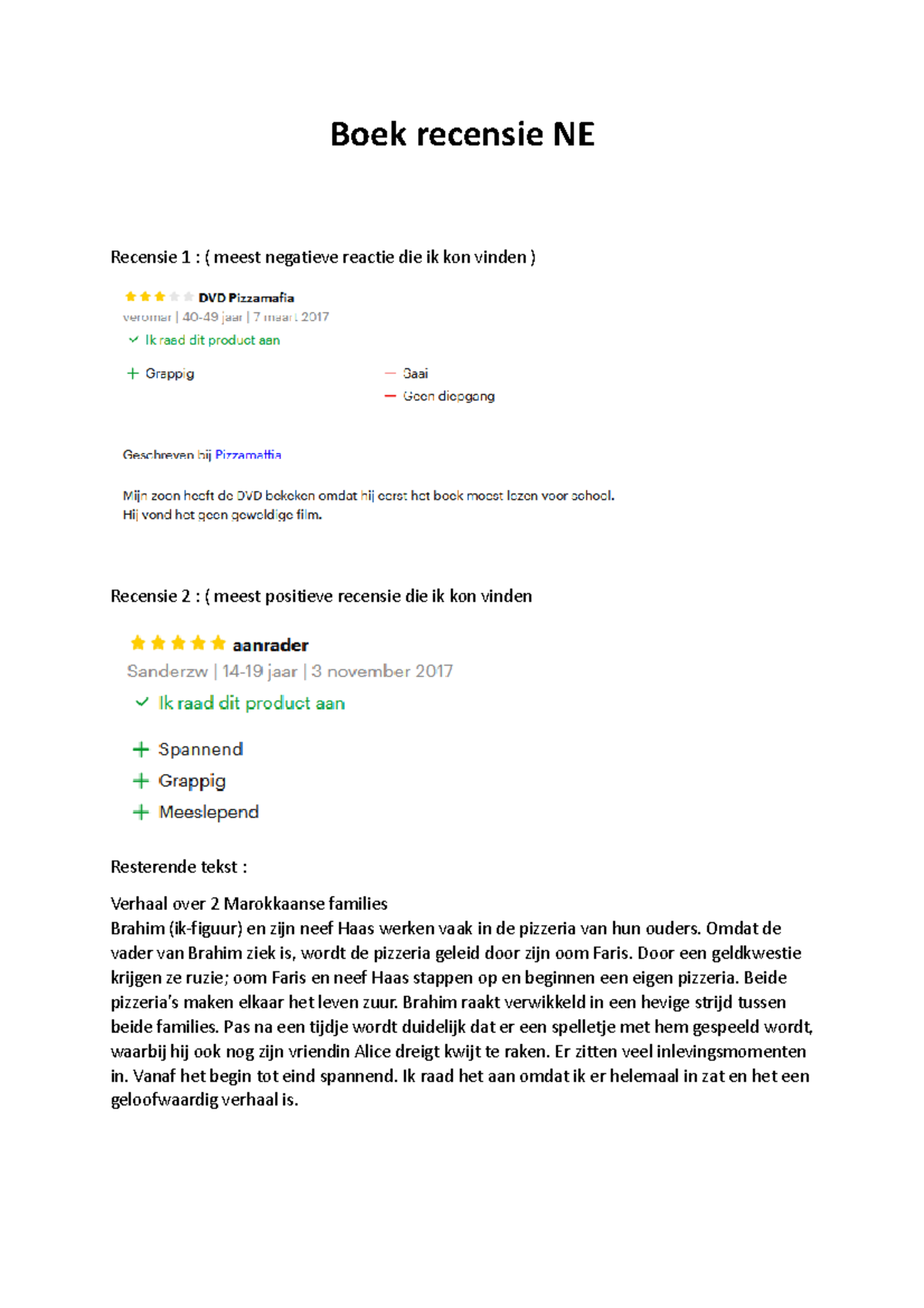 Boek recensie NE - nederlands samenvatting - Boek recensie NE Recensie ...