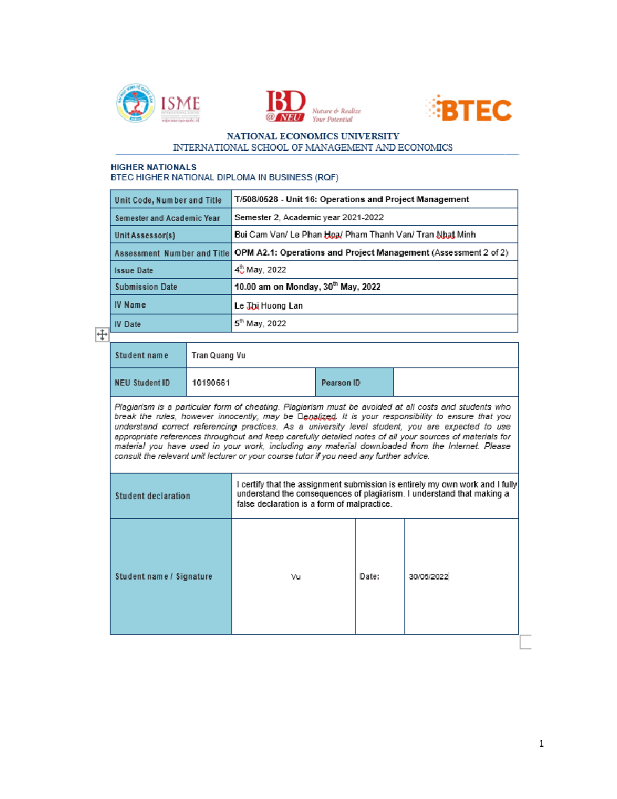 OPM 2 - related to your course - TABLE OF CONTENT I. - Studocu