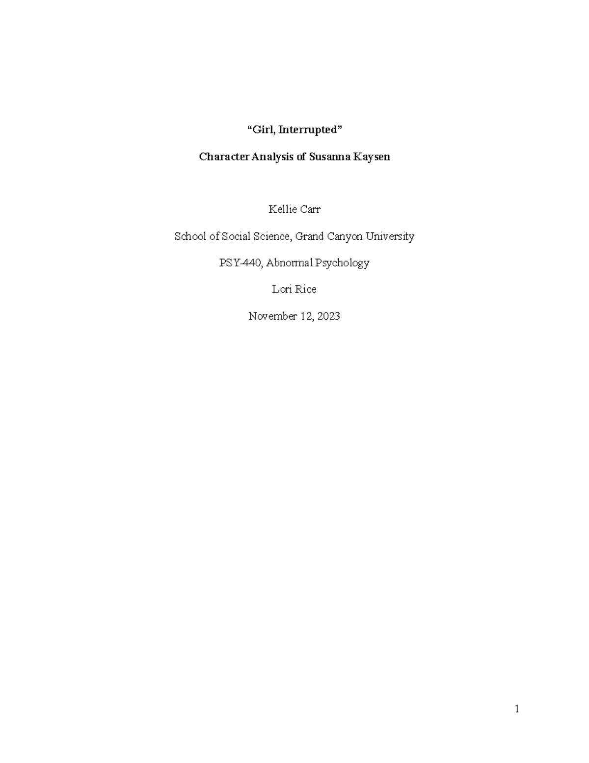 Girl, Interrupted - write about a movie character with borderline ...