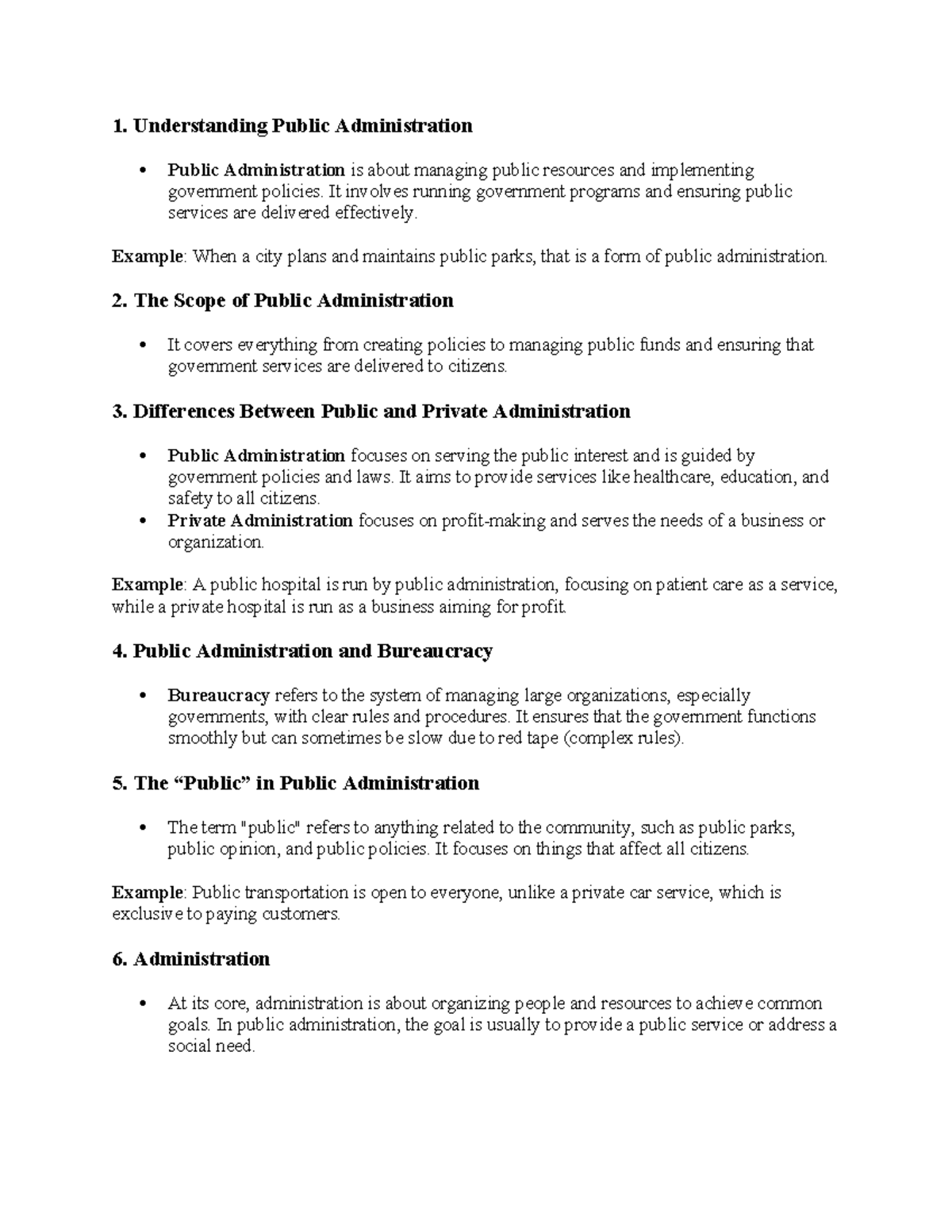 Lecture 1 notes - 1. Understanding Public Administration Public ...