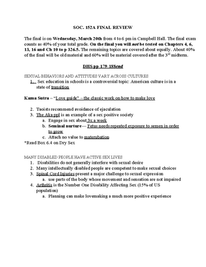 SOC 152A Midterm 1 Study Guide - MIDTERM 1 REVIEW REVIEW SESSIONS BASICS The midterm covers ...