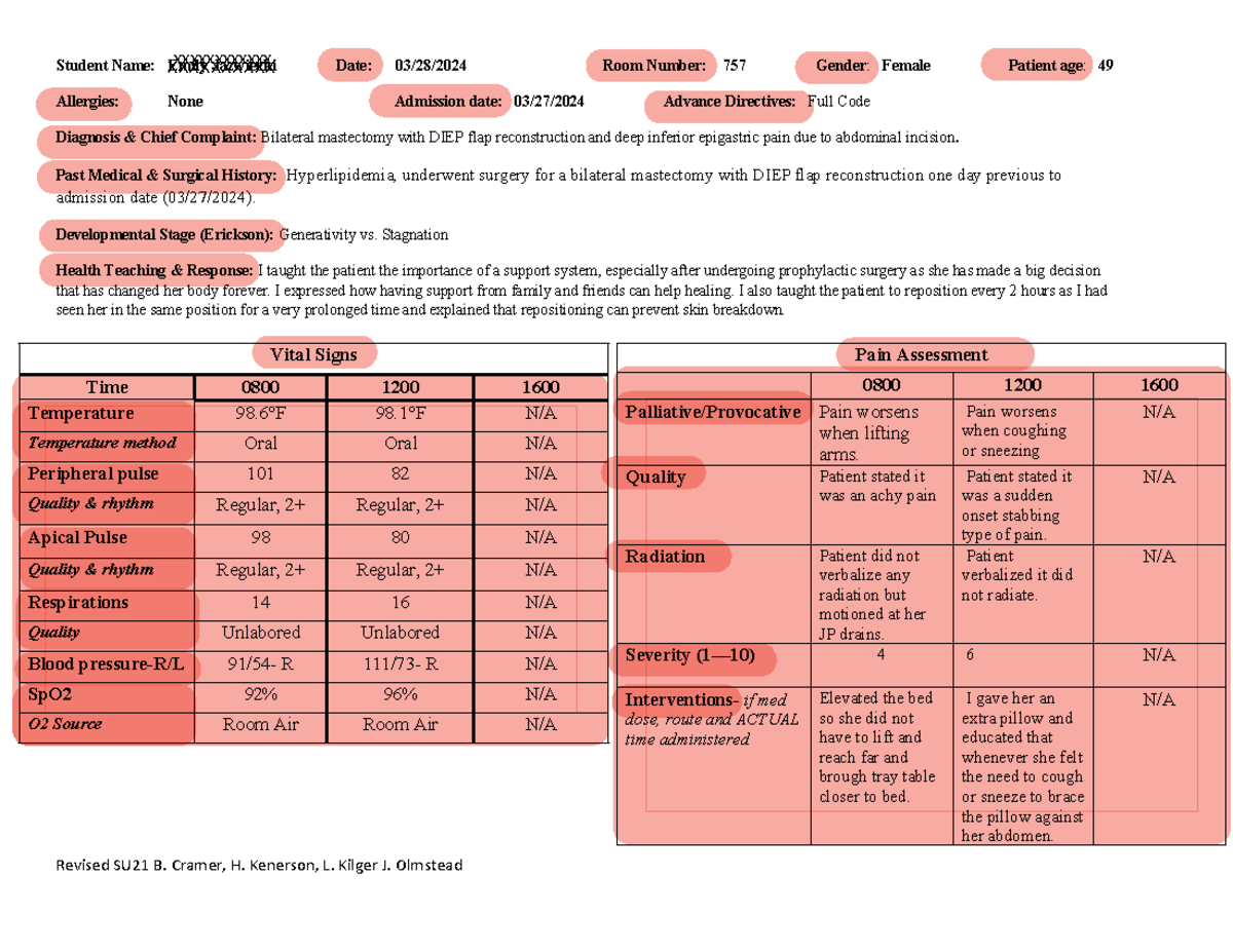 Clinical Sample Evaluated Assessment x8 - Student Name: Emily Jazwiecki ...