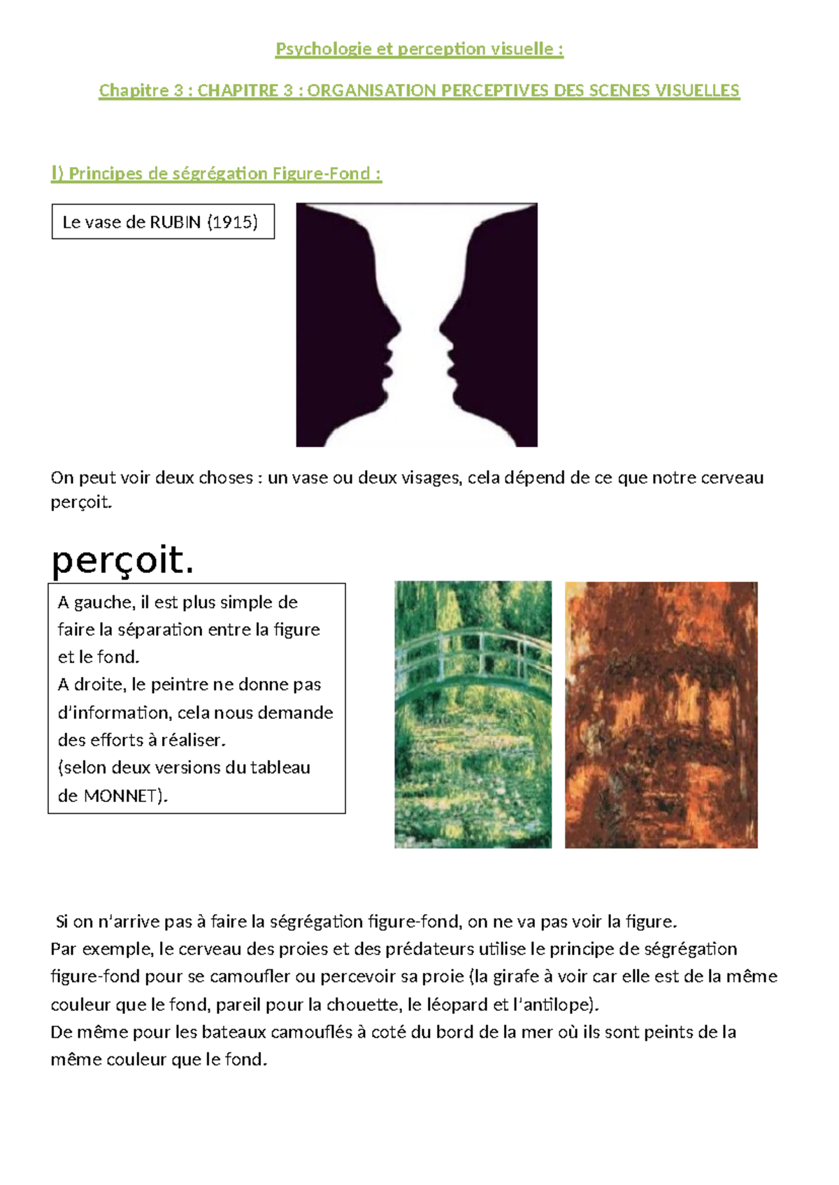 Perception visuelle 3 - Psychologie et perception visuelle : Chapitre 3 ...