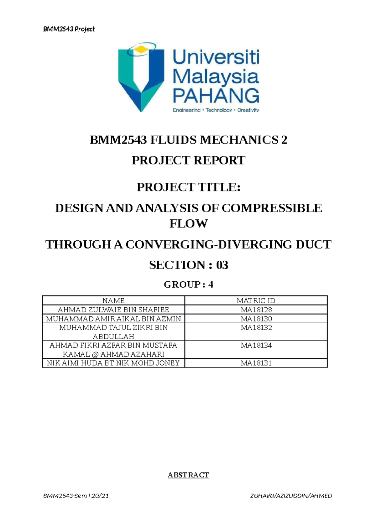 Project Fluids cmt compressible .docx - UMP BMM2543 FLUIDS MECHANICS 2 ...