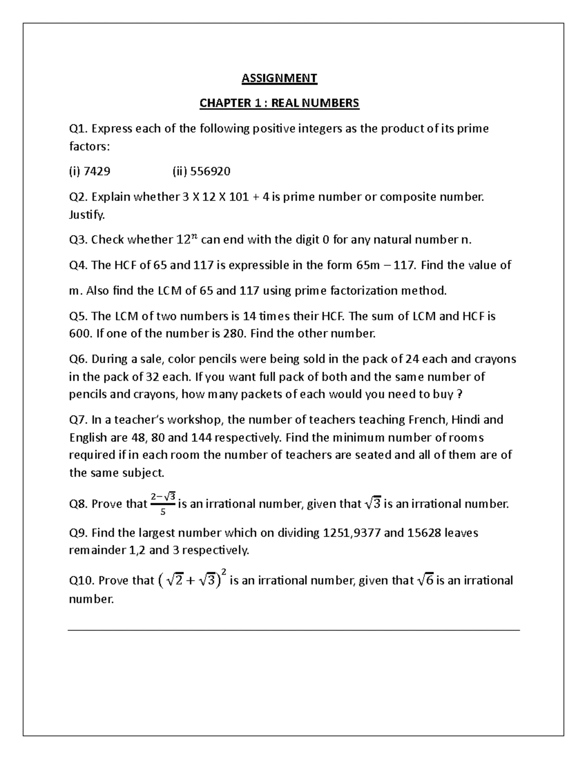 CH 12 Surface AREA AND Volume - ASSIGNMENT CHAPTER 12:SURFACE AREA AND VOLUME Q1. The largest ...
