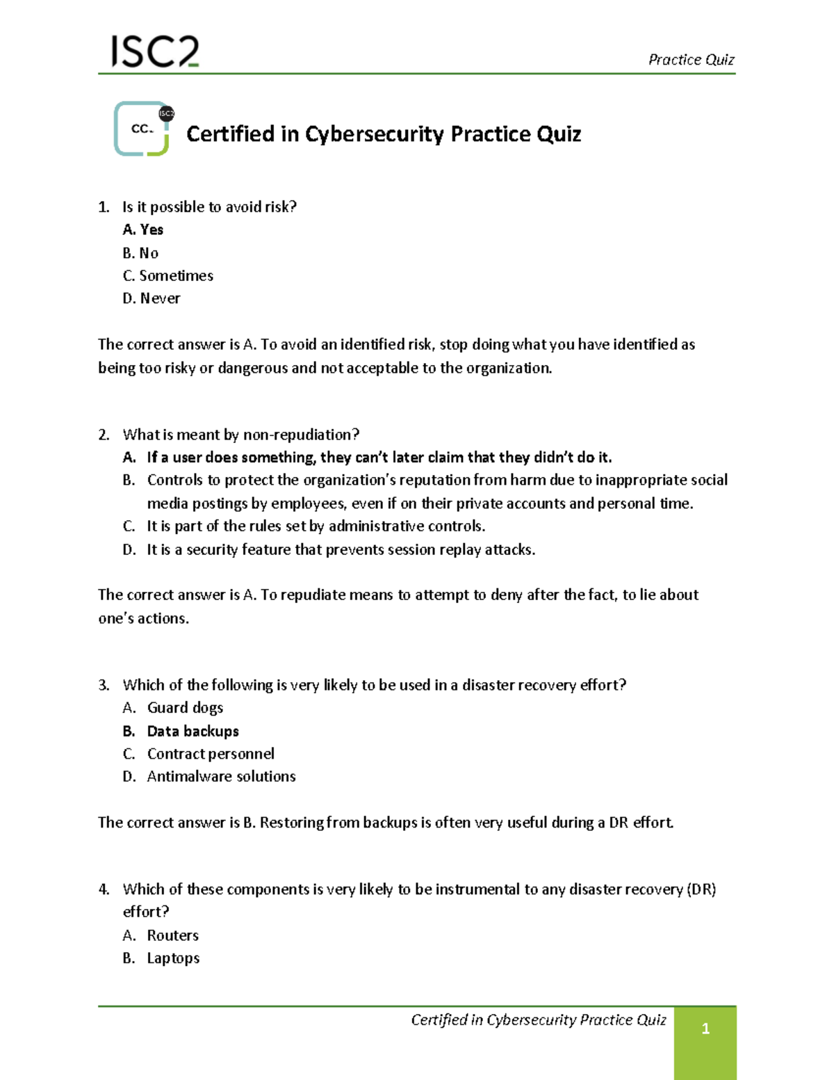 CC 10Questions Answers Rationale 07-25-23 - 1 1 Practice Quiz Certified ...