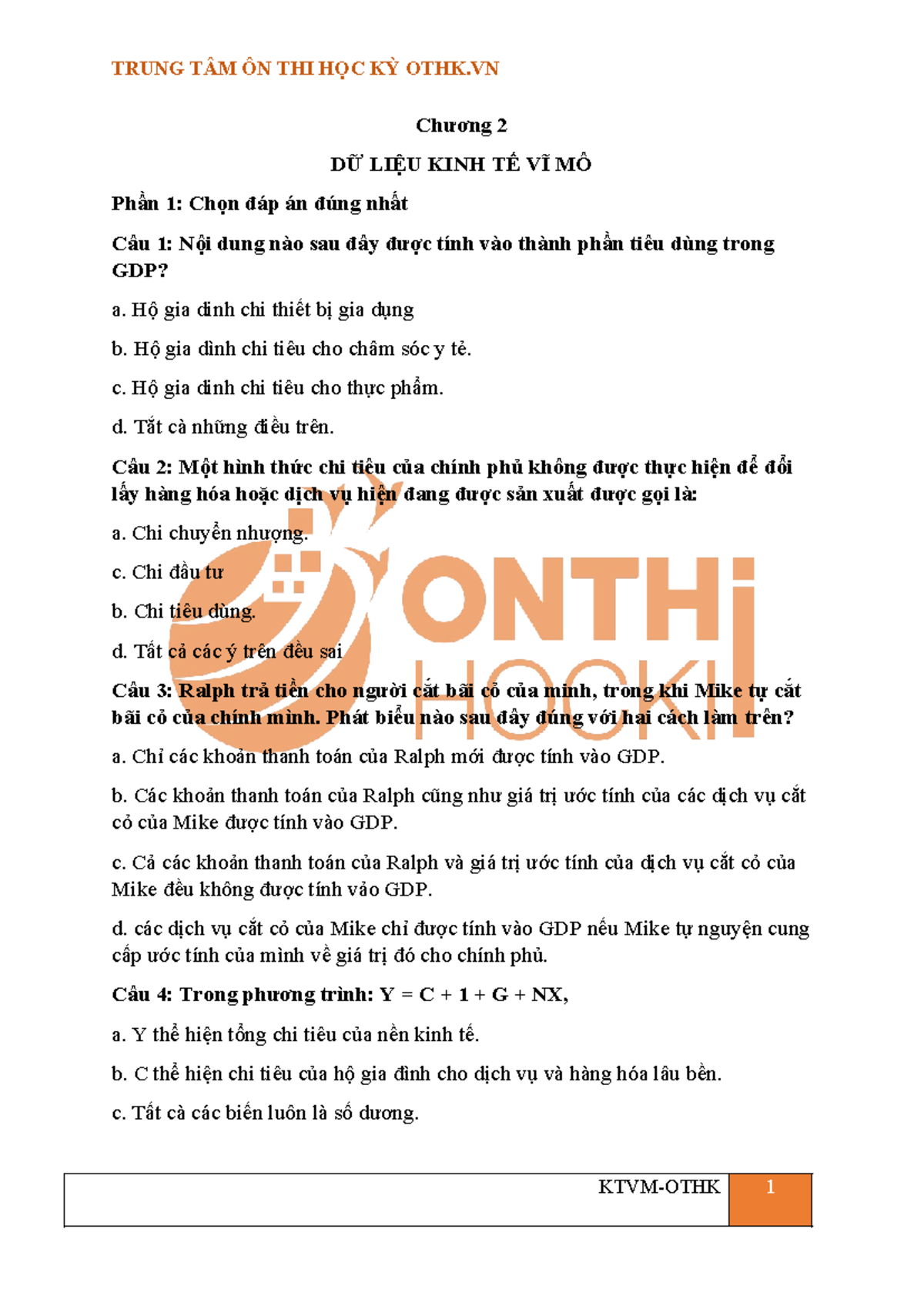 Ktvm c2 - đáp án sbt chương2 - Chương 2 DỮ LIỆU KINH TẾ VĨ MÔ Phần 1 ...