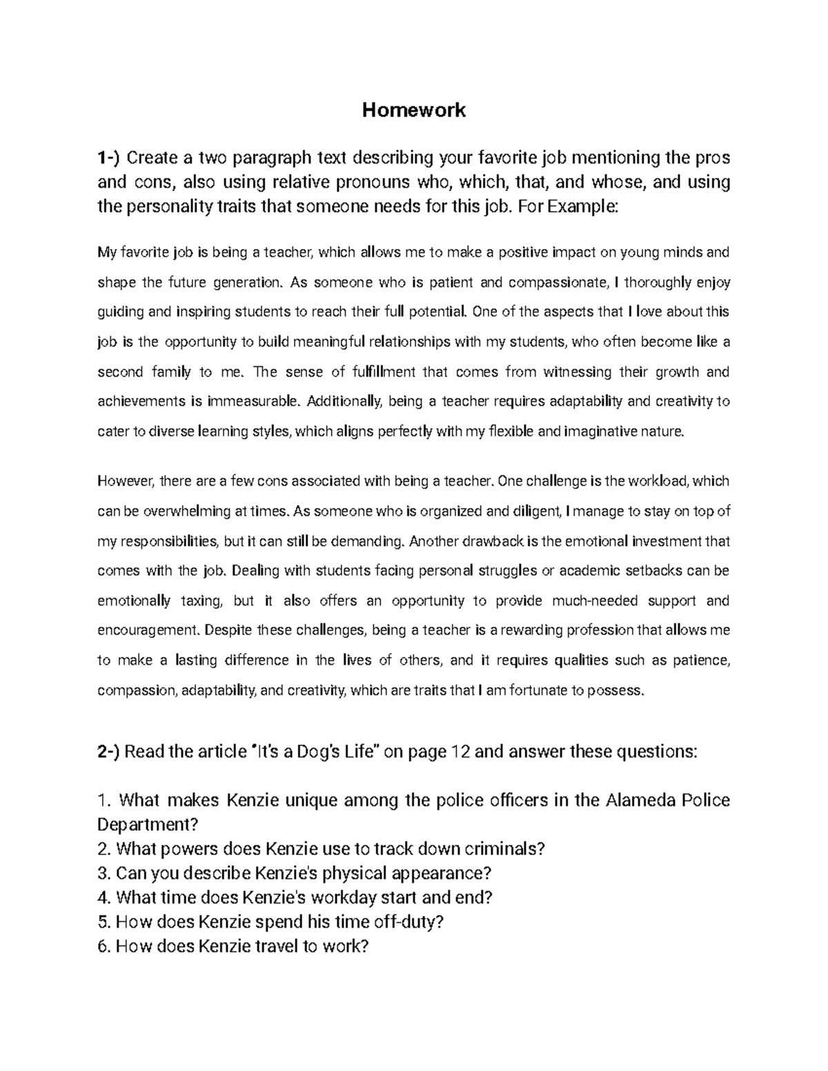 DC3 Homework UNIT 1ework - Homework 1-) Create a two paragraph text ...