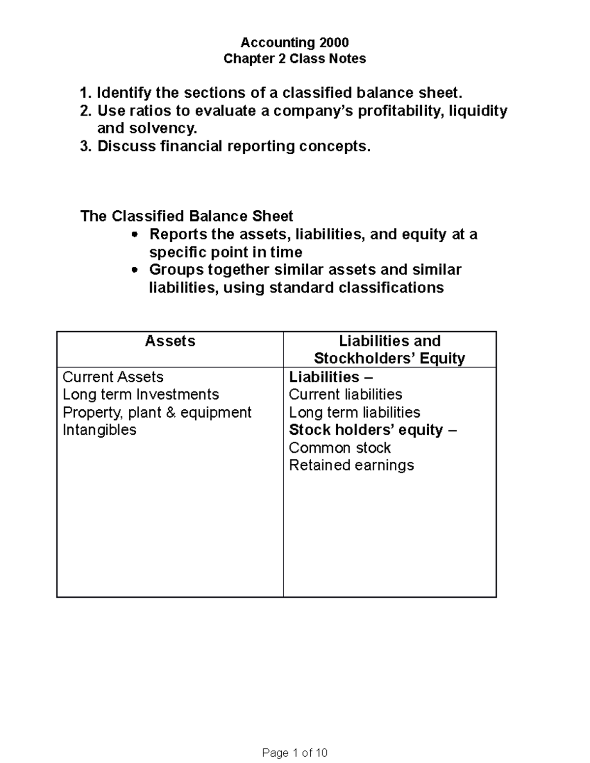 ACCT 2000 Chapter 2 class notes - Accounting 2000 Chapter 2 Class Notes ...